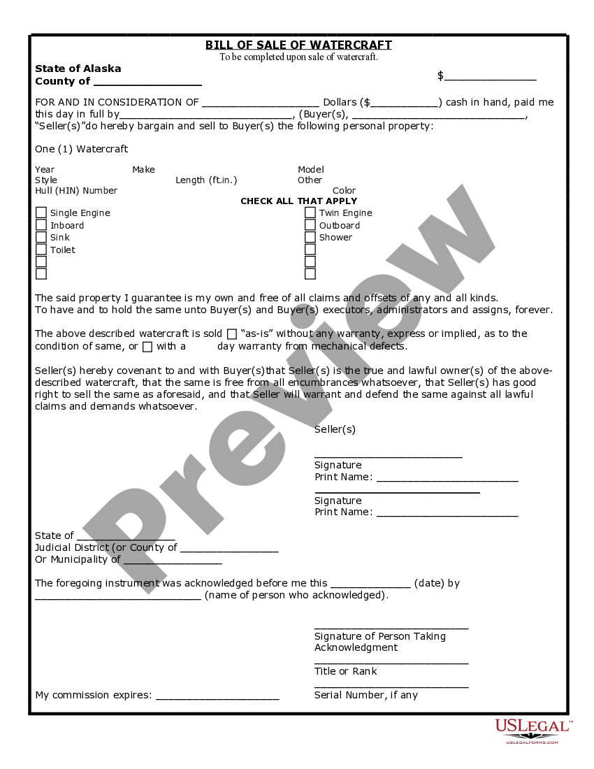 Bill Of Sale Alaska Template With Payment Plan US Legal Forms