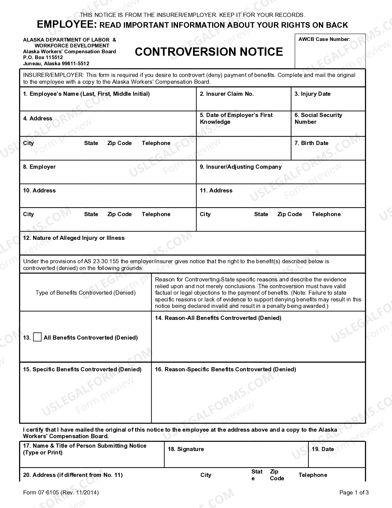 Alaska Controversion Notice | US Legal Forms