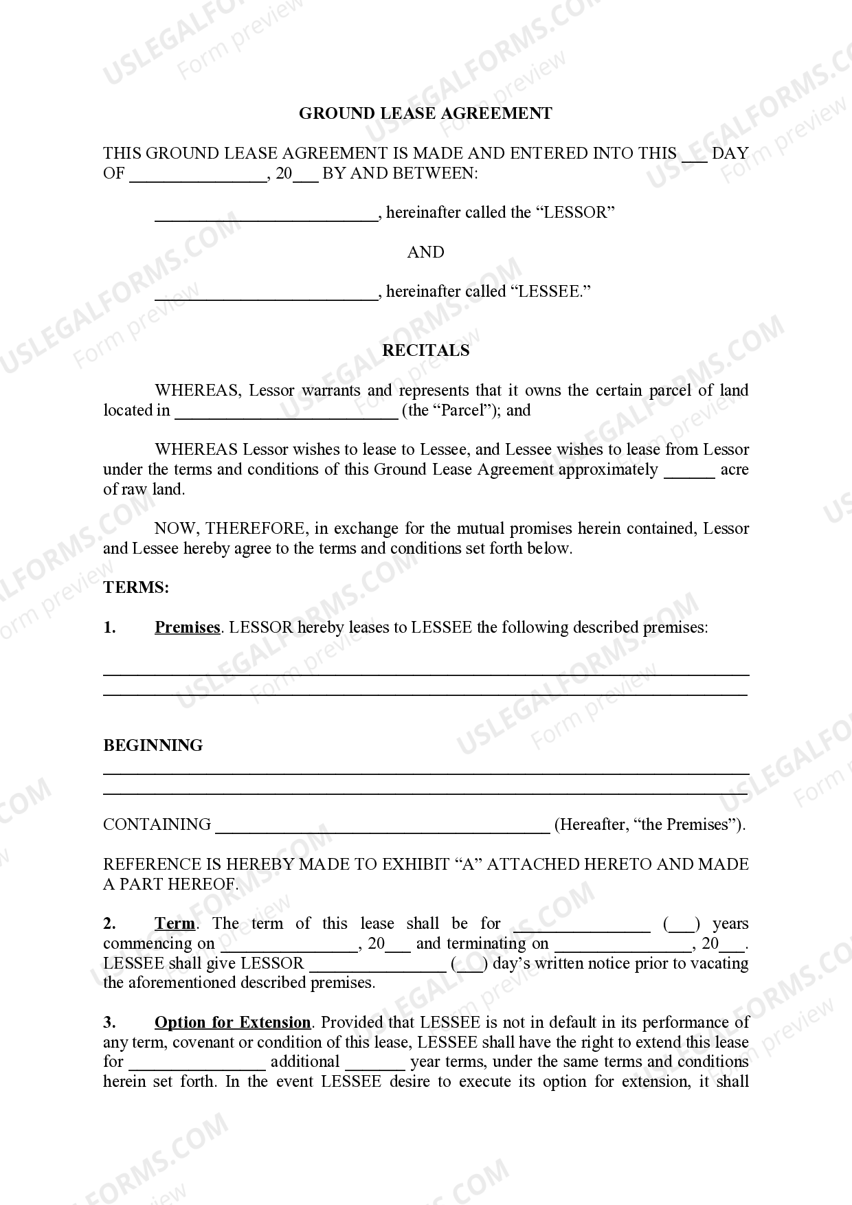 Alaska Ground Lease Agreement | US Legal Forms