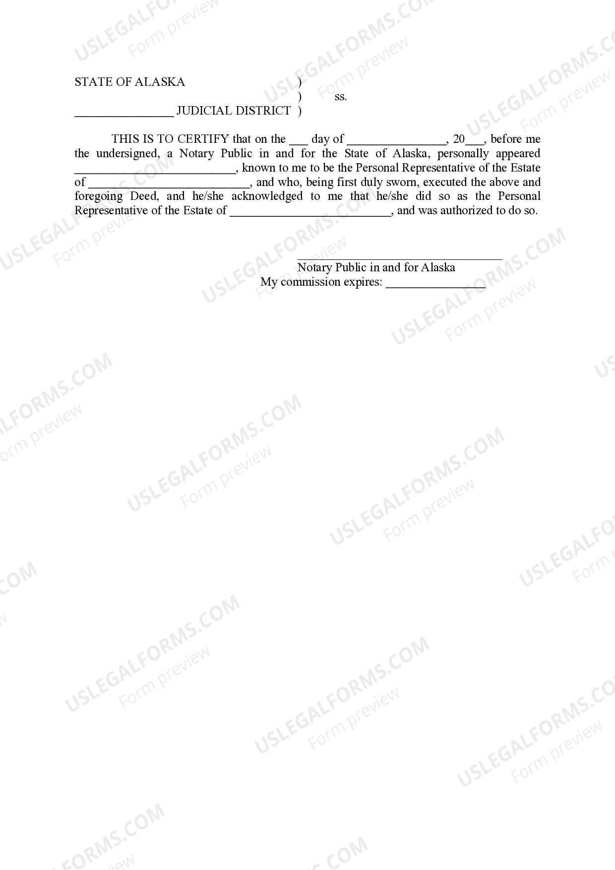 Alaska Personal Representative's Deed - Deed Of Personal Representative | US Legal Forms