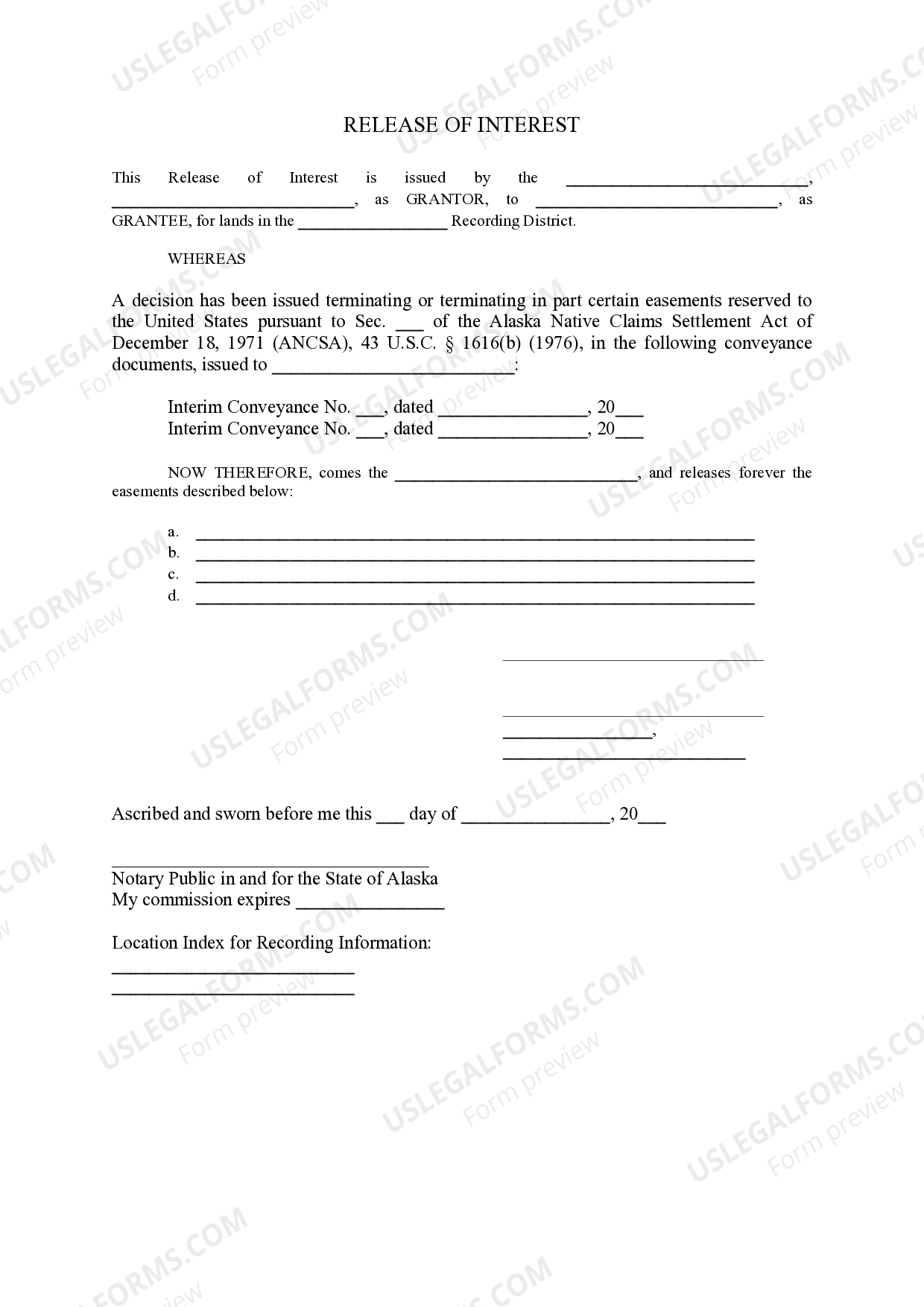 Alaska Release of Interest | US Legal Forms