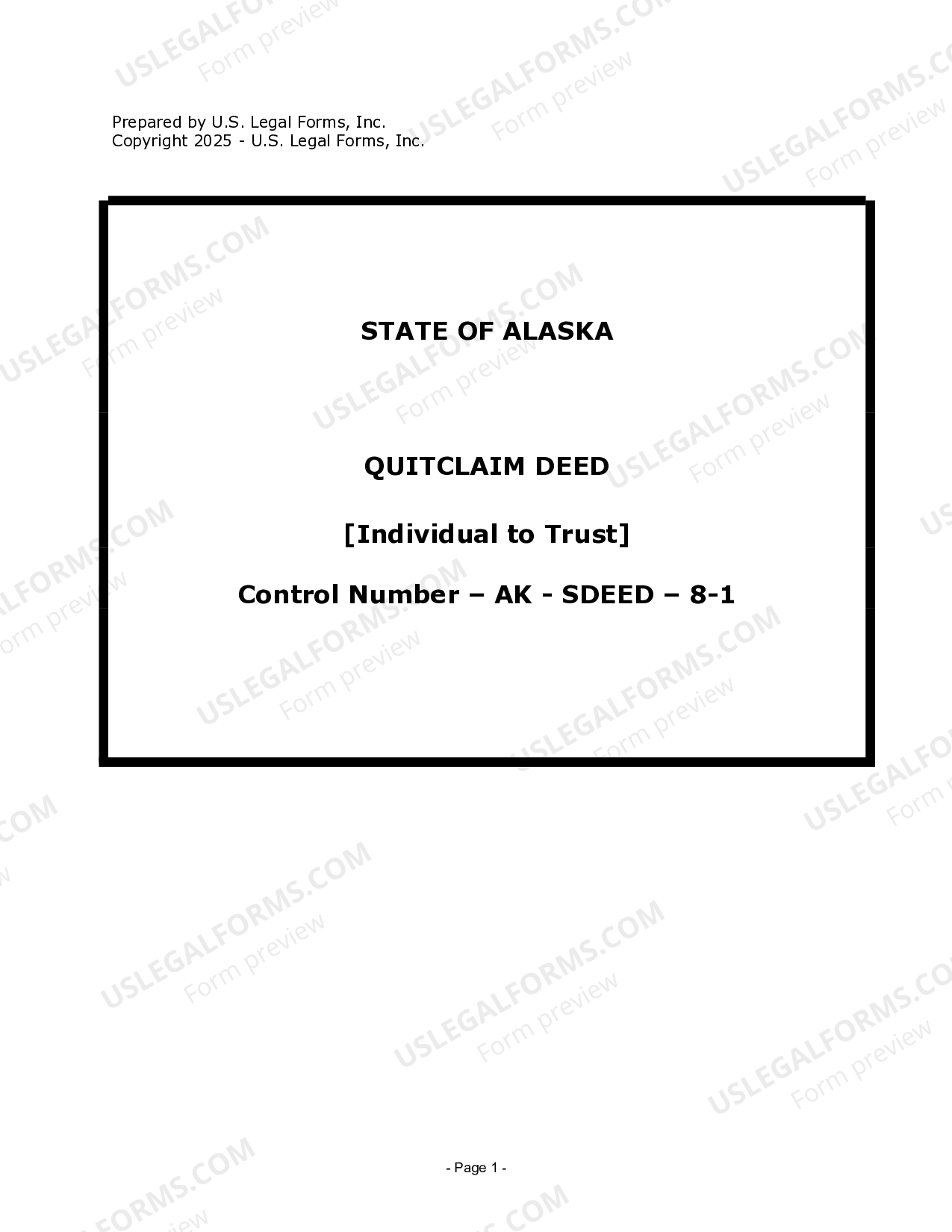 Alaska Quitclaim Deed for Individual to a Trust - Quit Claim Deed | US ...