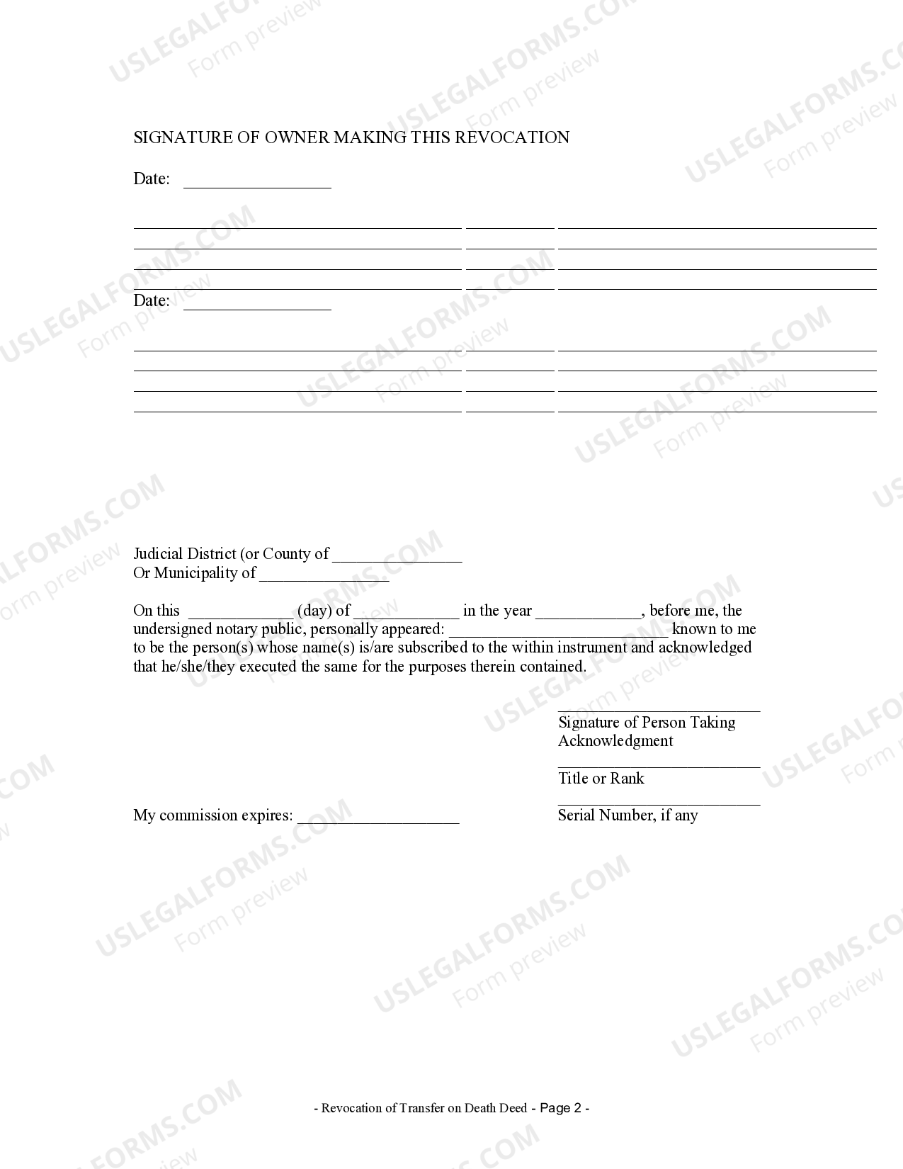 Alaska Revocation of Transfer on Death Deed - Beneficiary Deed for Two ...