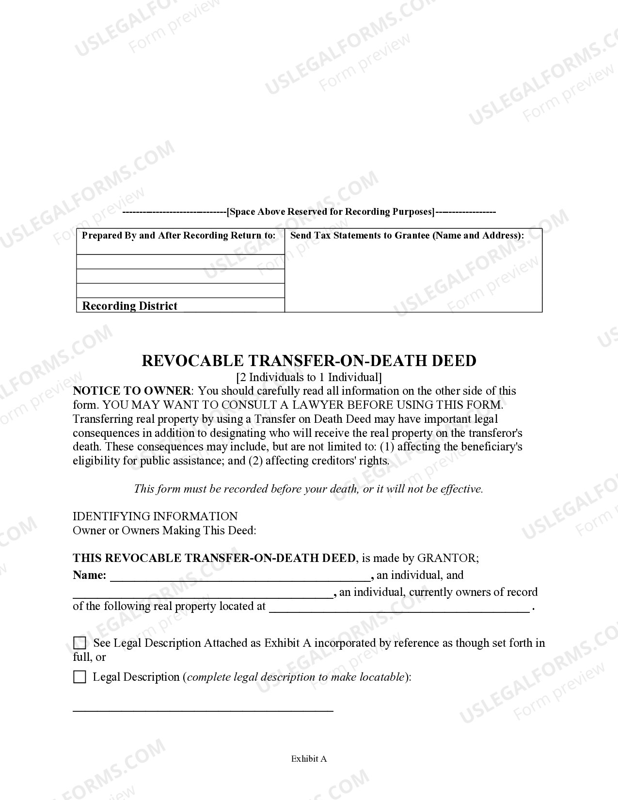 Alaska Transfer on Death Deed or TOD - Beneficiary Deed for Two ...