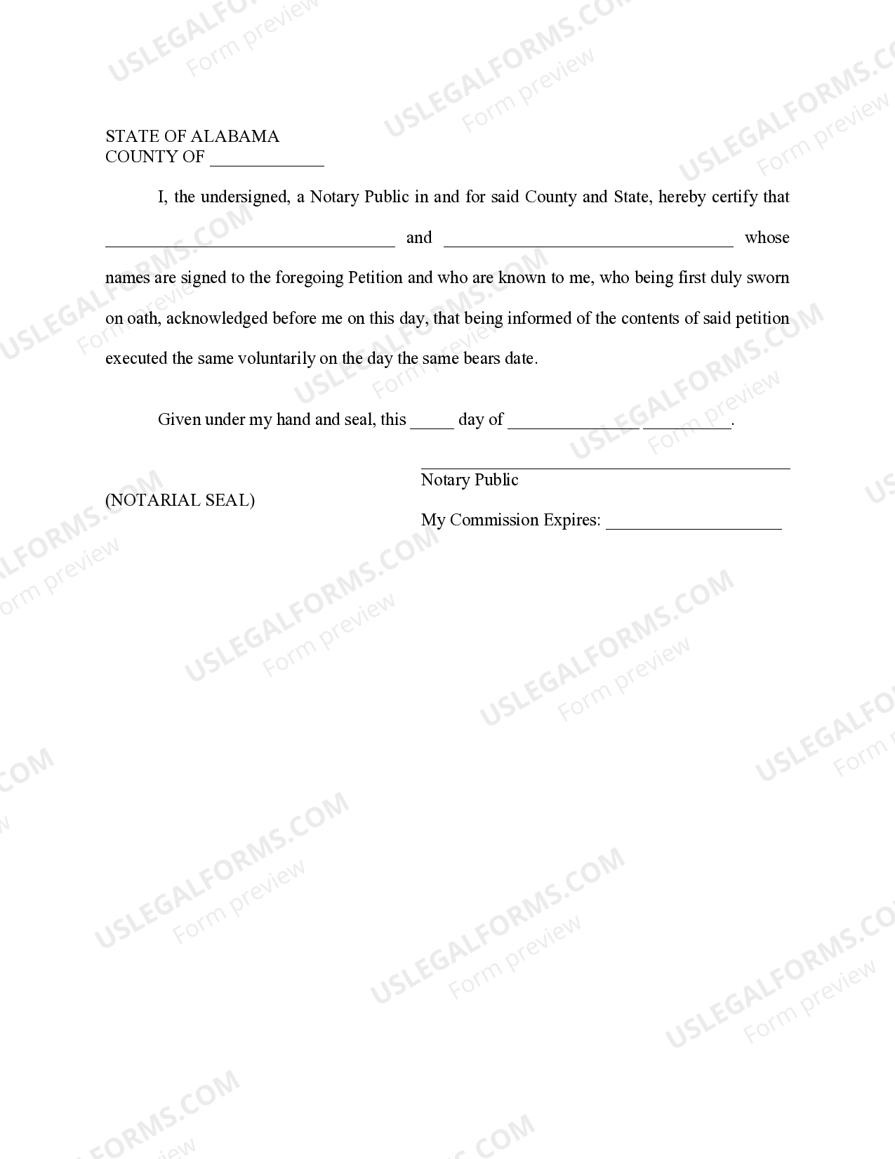 Alabama Petition For Pre-Approval of Fees | US Legal Forms