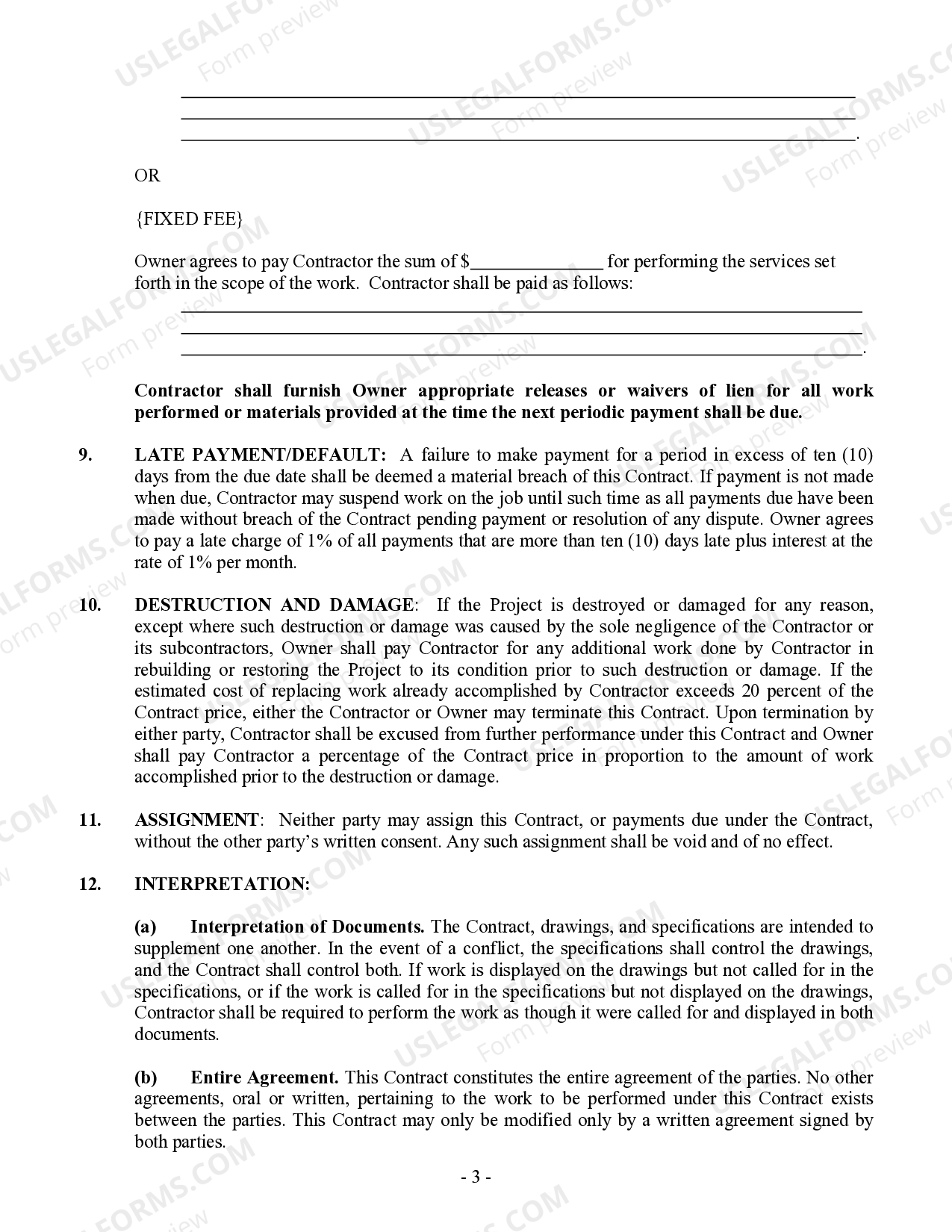 Alabama Siding Contract for Contractor - Siding Contract | US Legal Forms