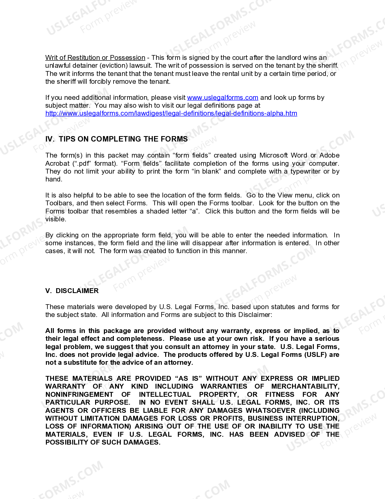 Alabama Landlord Tenant Eviction Forms Package - Alabama Eviction ...