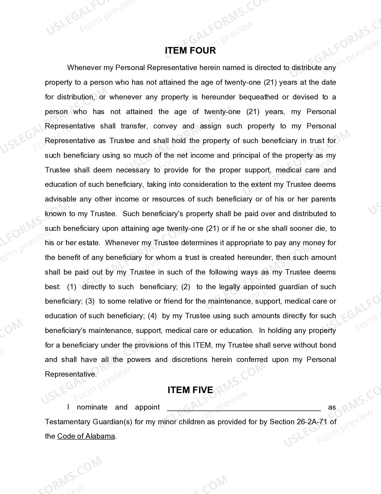 Alabama Last Will and Testament - Last Will And Testament Template ...