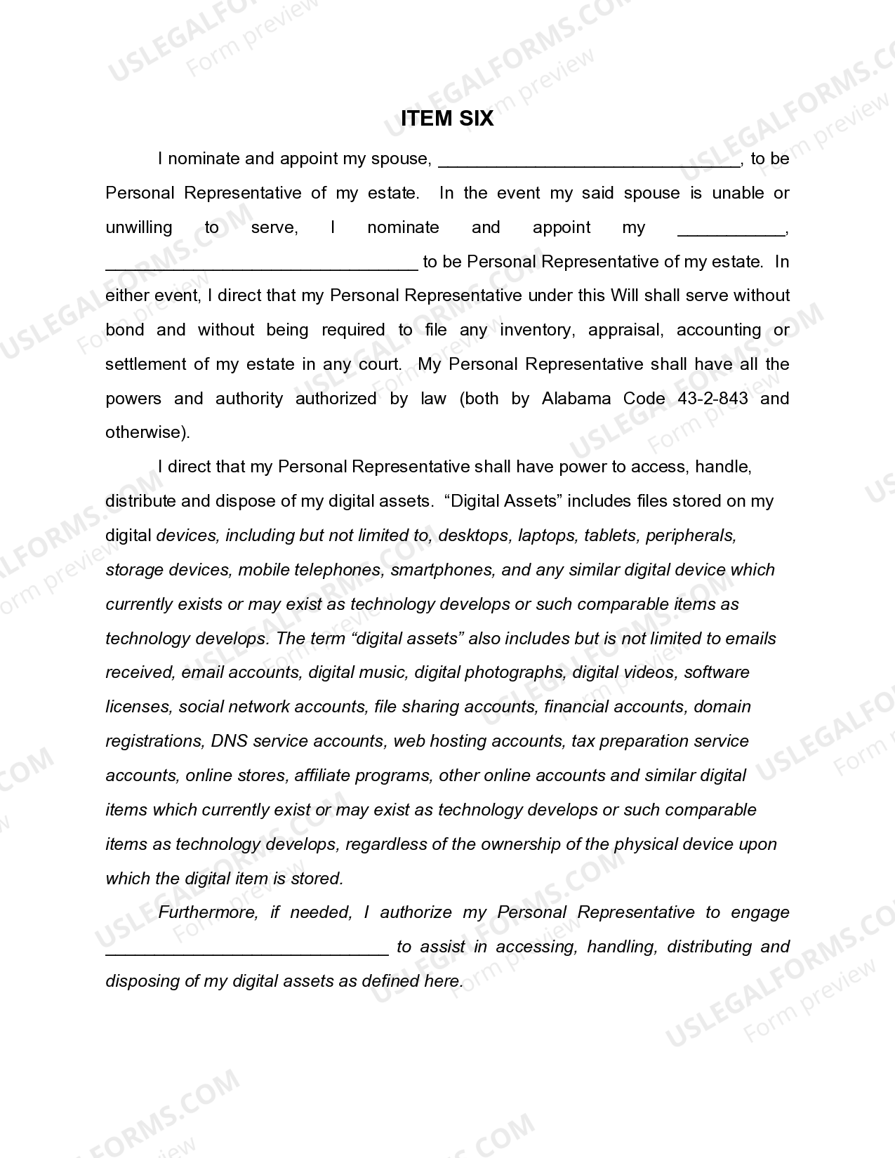 Alabama Last Will and Testament - Last Will And Testament Template ...