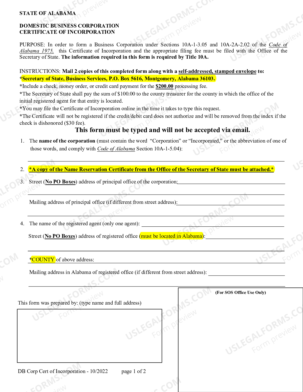 Alabama Articles Of Incorporation | US Legal Forms