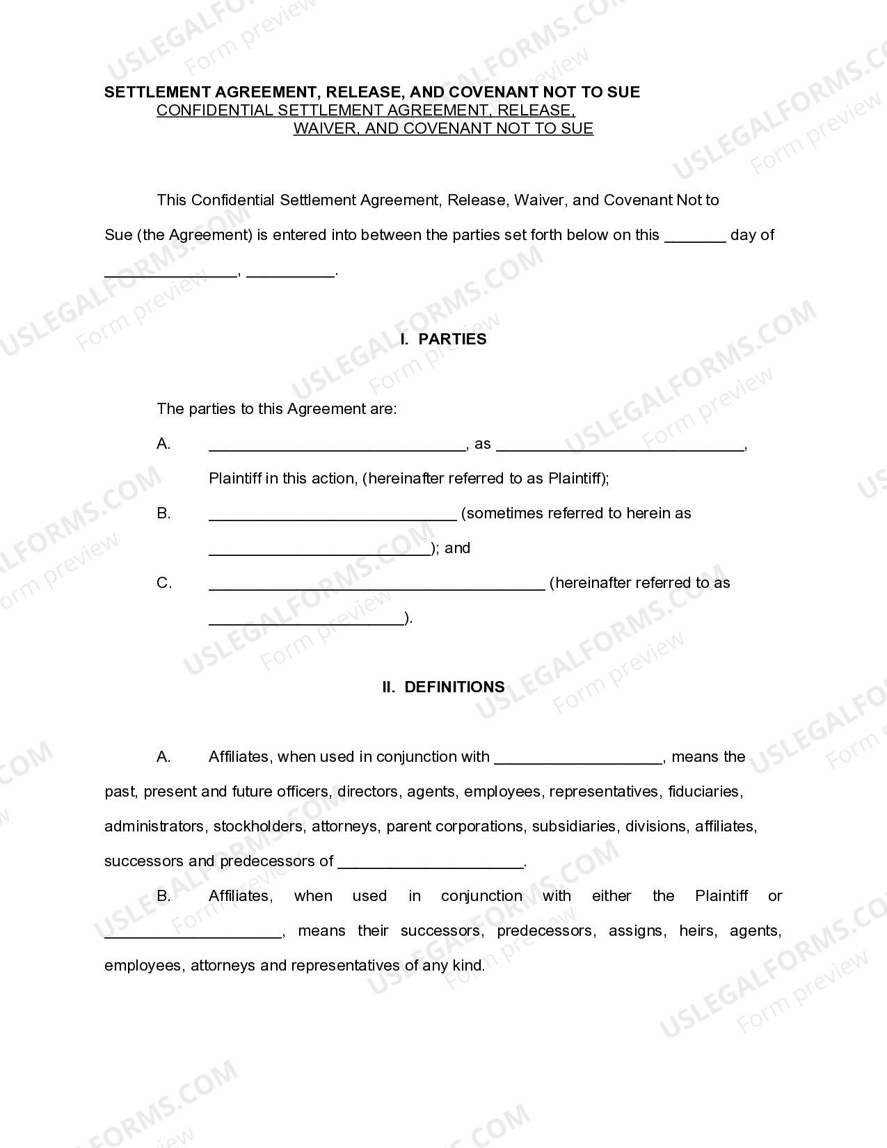 Alabama Sample of a Settlement Agreement - Of Settlement Agreement | US ...