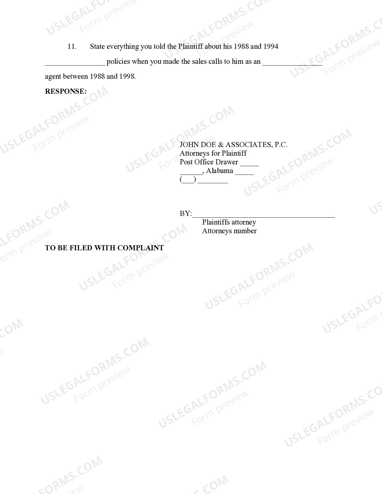 Alabama Life Insurance Fraud - Interrogatories to Defendant Agent | US ...