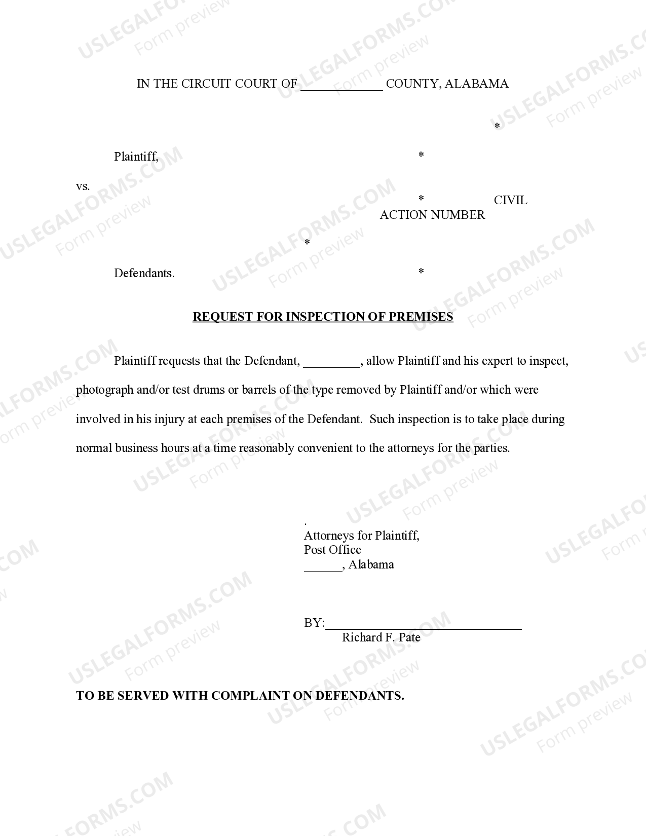 Alabama Request for Inspection | US Legal Forms