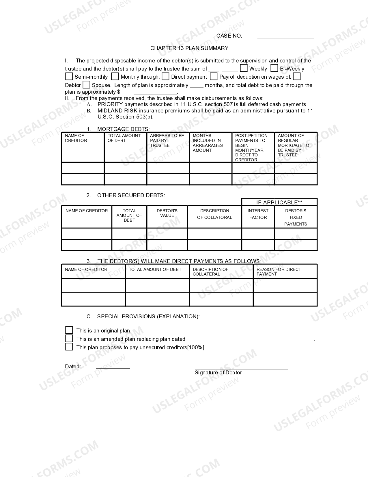 Alabama Chapter 13 Plan Summary | US Legal Forms