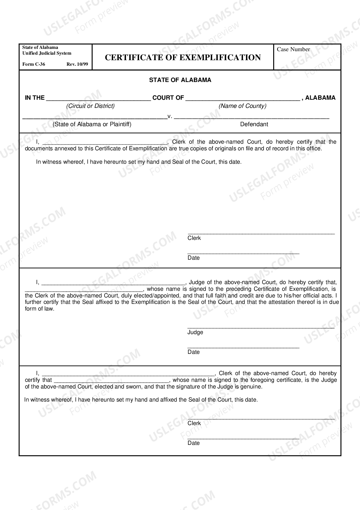 Alabama Certificate of Exemplification - Apostille Alabama | US Legal Forms