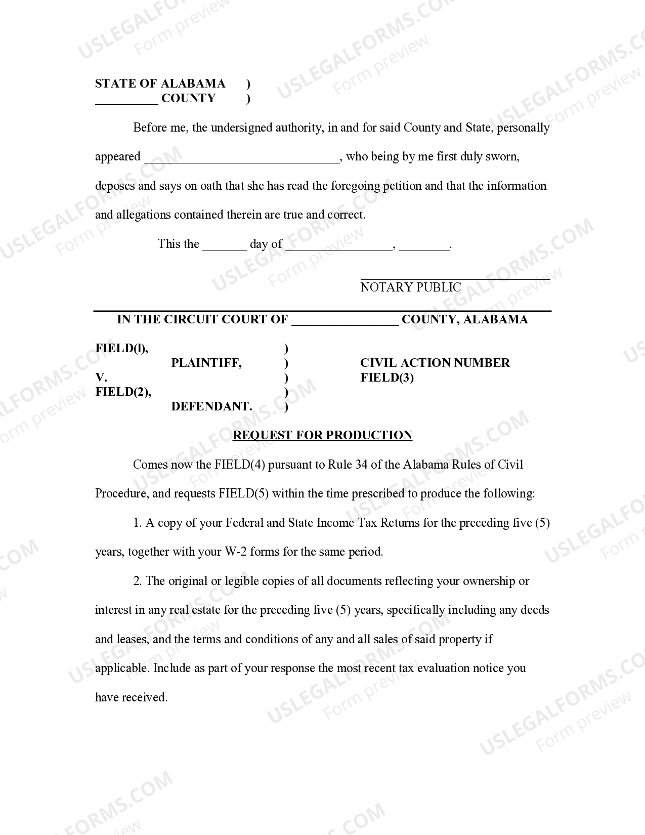 Alabama Request for Production | US Legal Forms