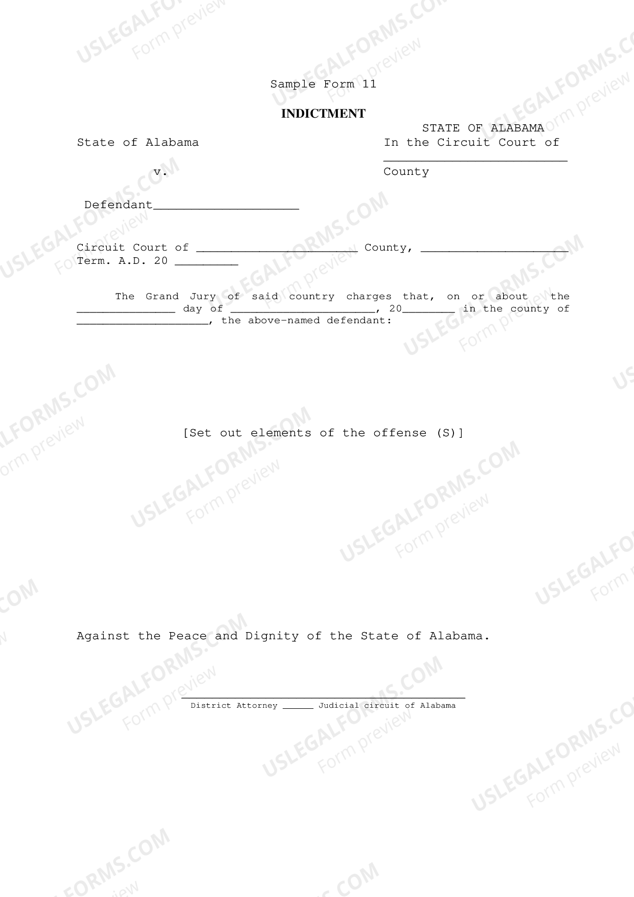 Alabama Indictment | US Legal Forms
