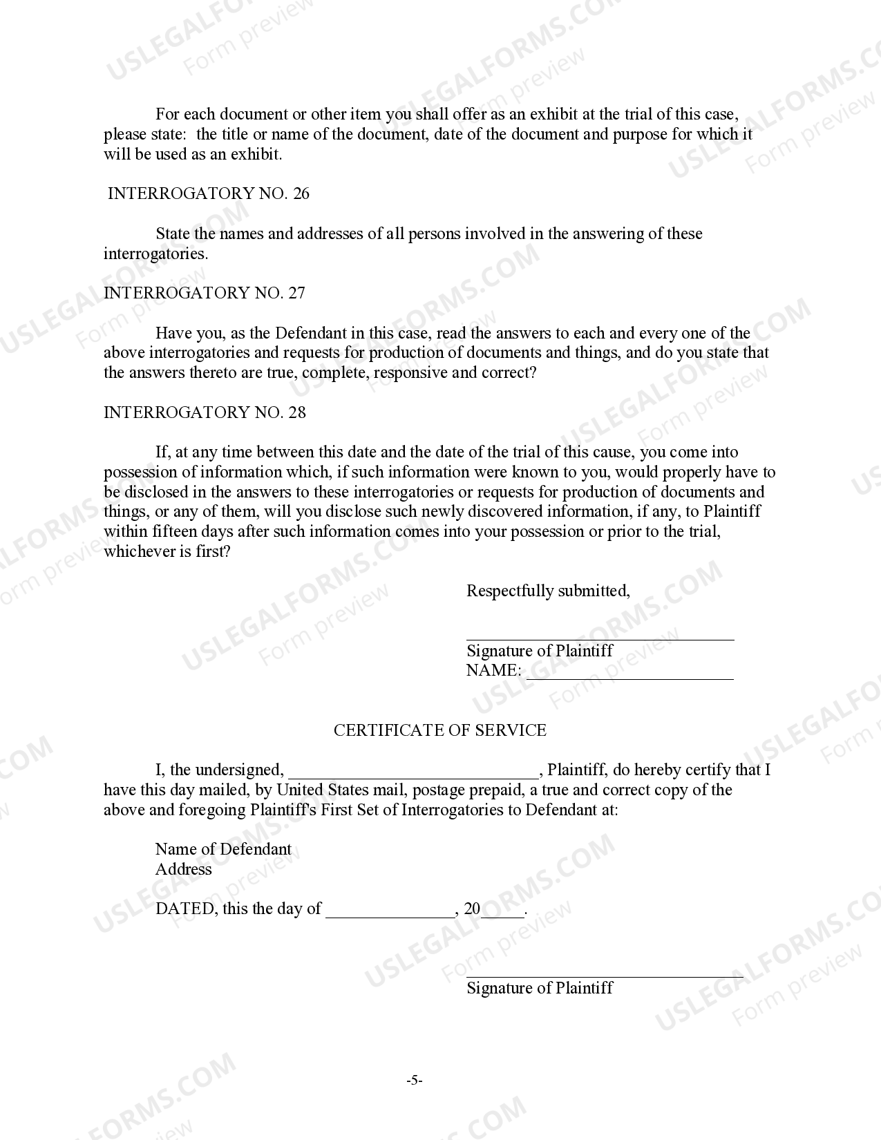 Arkansas Discovery Interrogatories from Plaintiff to Defendant with ...