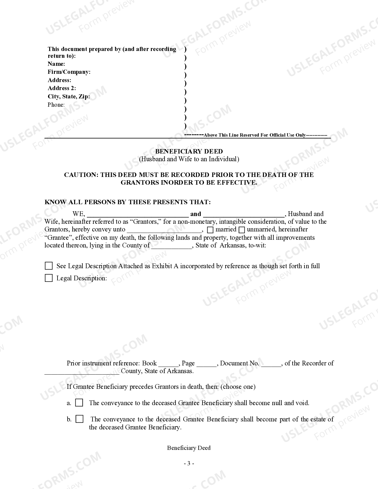 Arkansas Transfer on Death Deed or TOD - Printable Beneficiary Deed ...