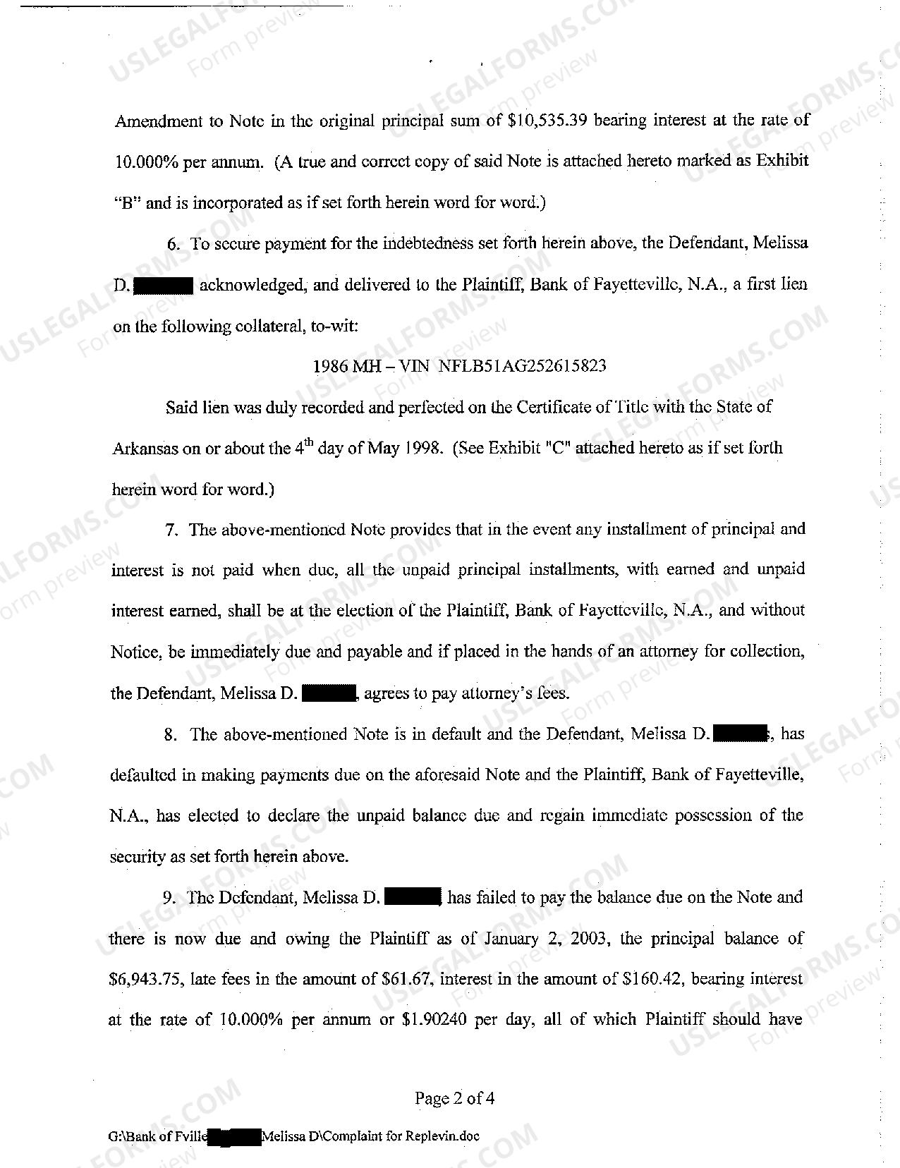 Complaint For Replevin Form | US Legal Forms