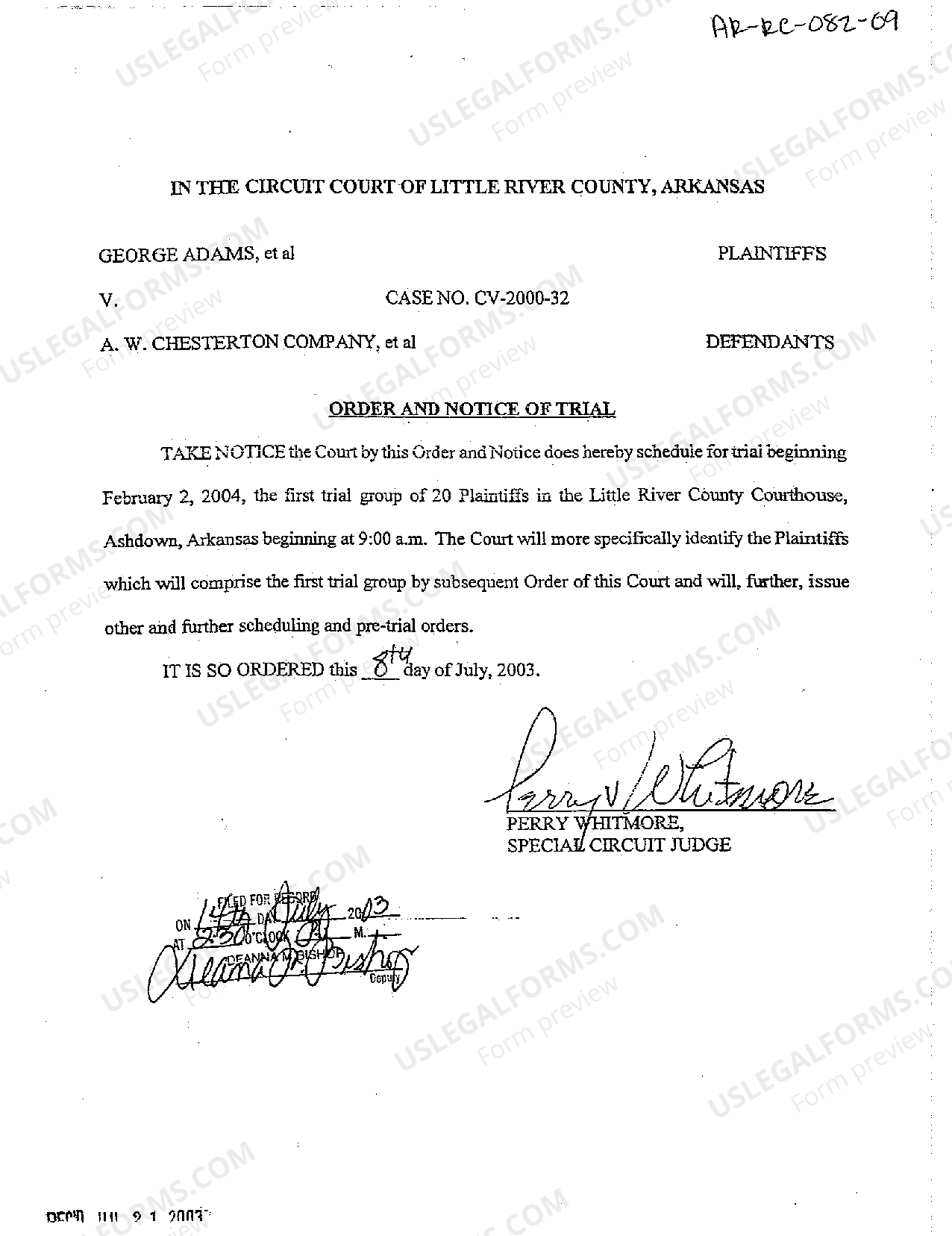 Arkansas Order and Notice of Trial | US Legal Forms