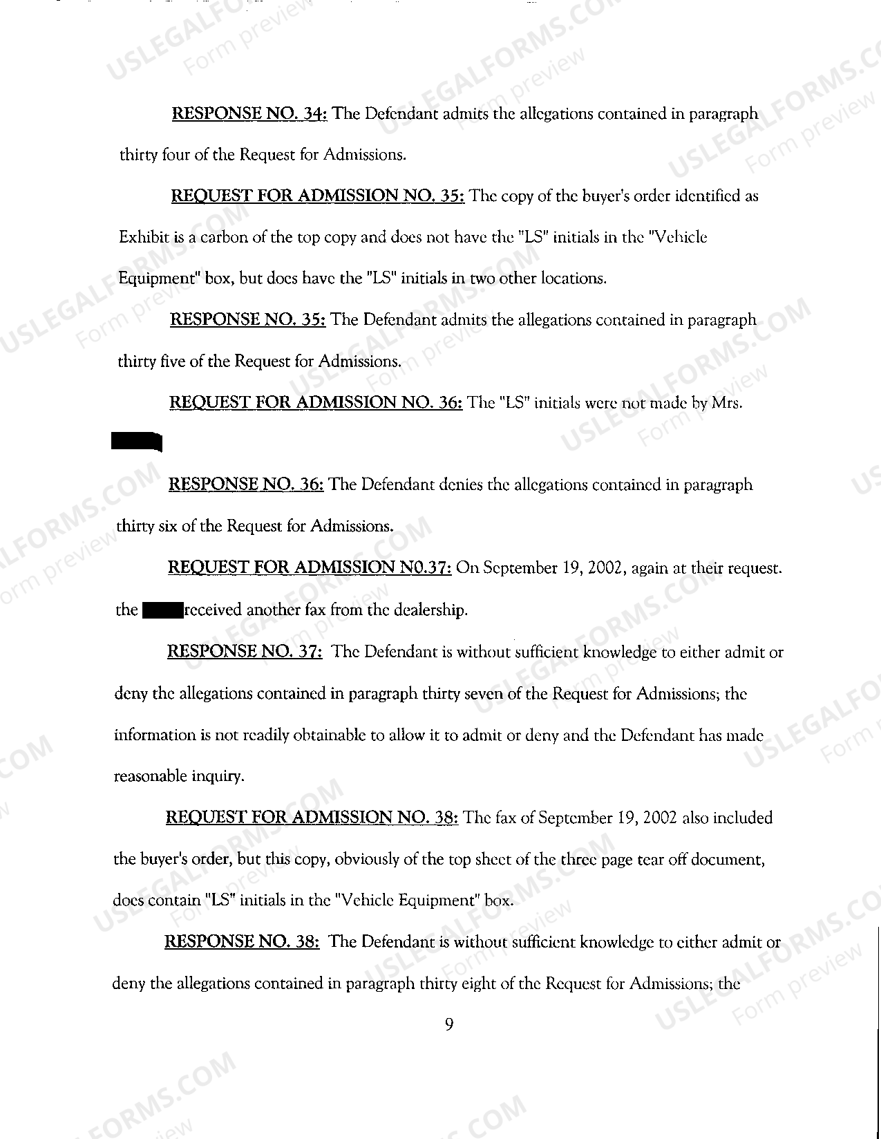 Little Rock Arkansas Answer to Request for Admissions | US Legal Forms