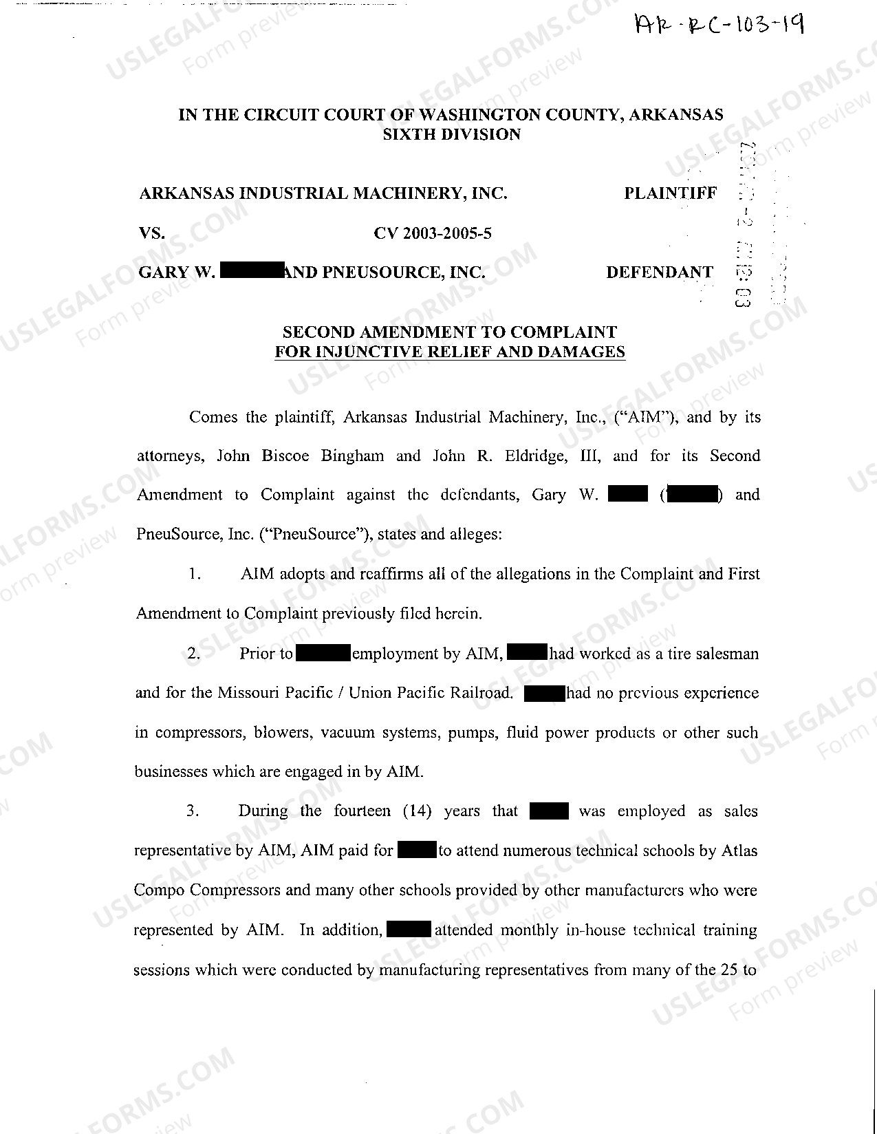 Little Rock Arkansas Second Amendment to Complaint for Injunctive ...