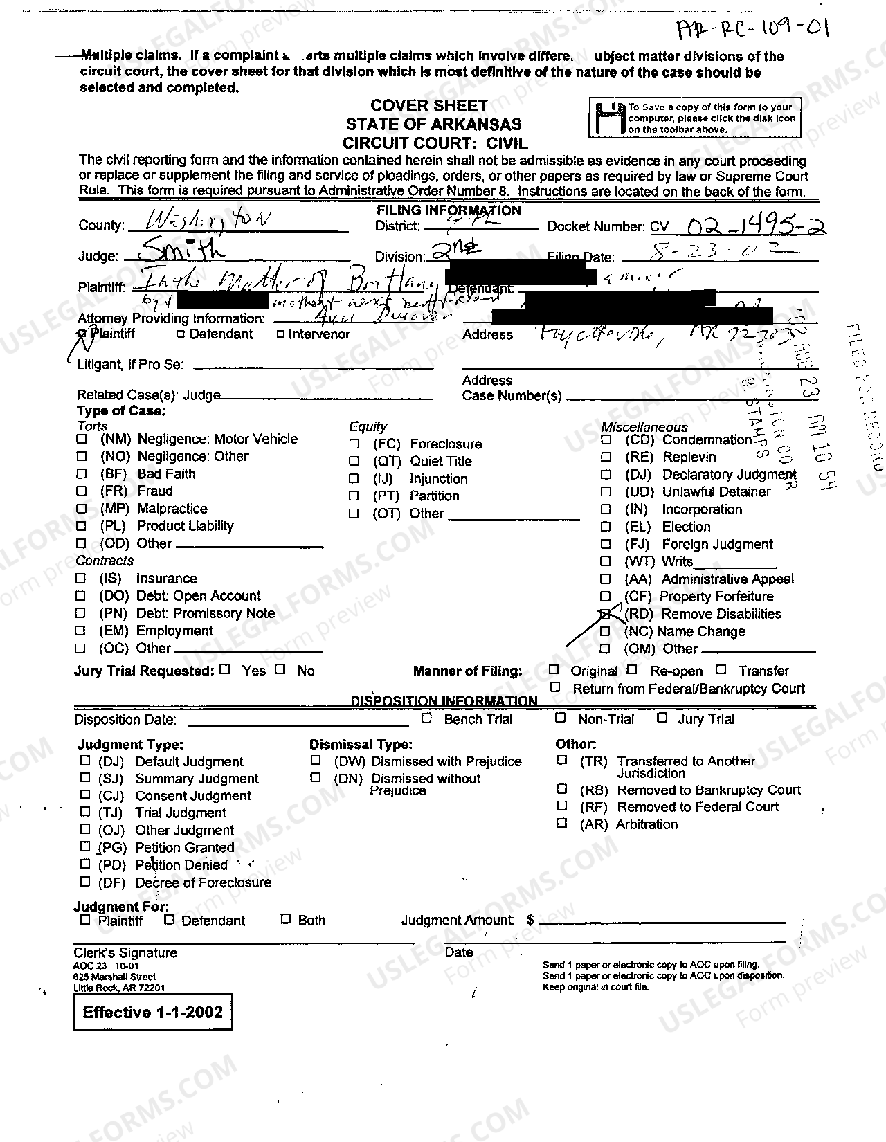 Arkansas Civil Cover Sheet - Arkansas Civil Cover Sheet | US Legal Forms