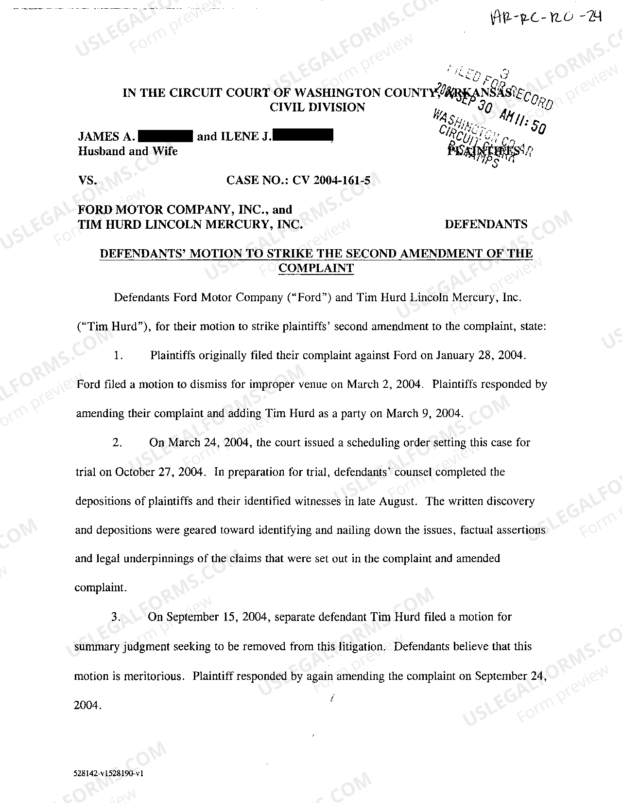 Arkansas Motion To Strike For Reconsideration US Legal Forms Arkansas Motion To Strike For Reconsideration US Legal Forms
