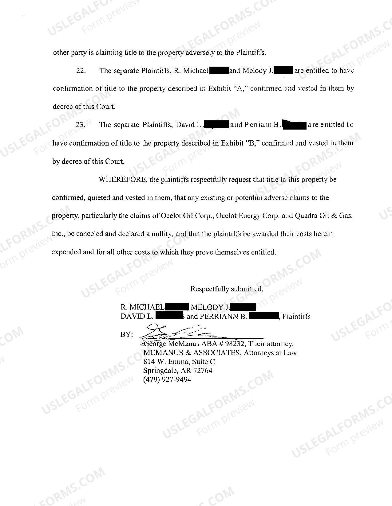 Arkansas Complaint To Quiet Title - Quiet Title Arkansas | US Legal Forms