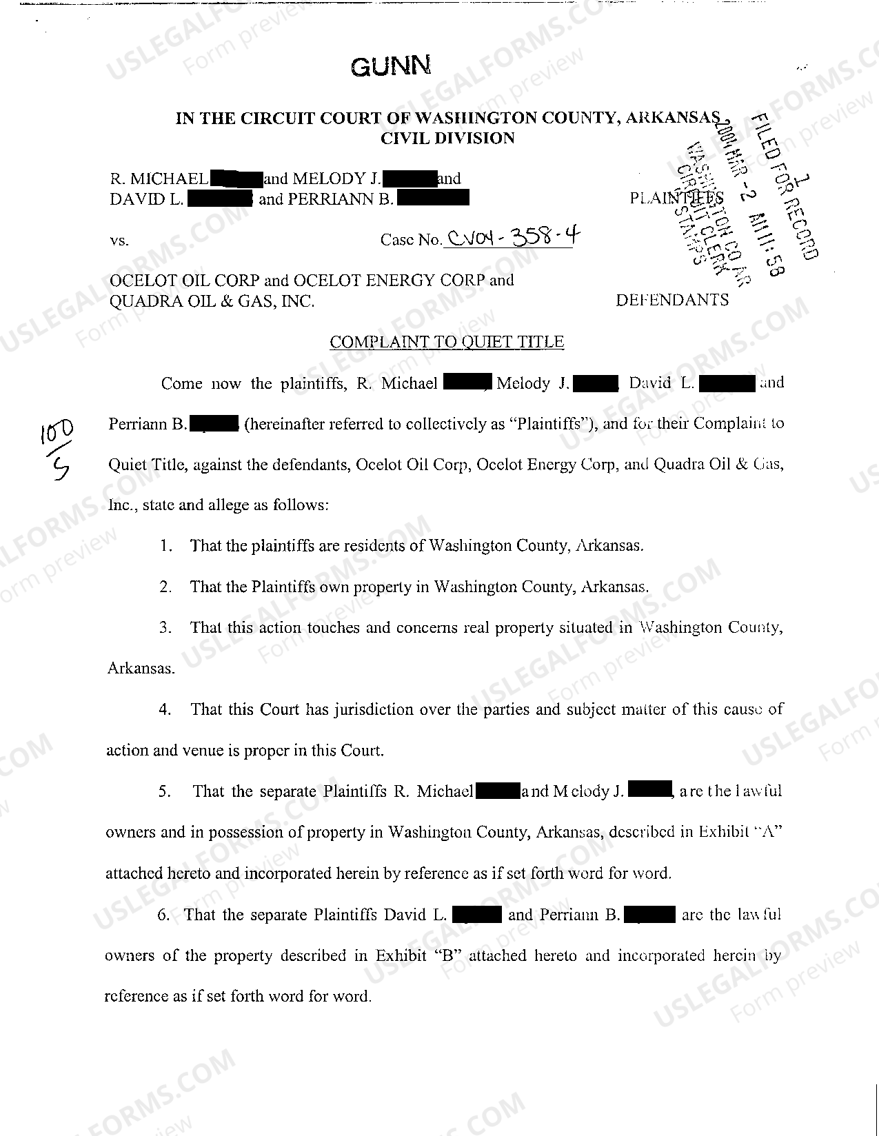 Arkansas Complaint To Quiet Title - Quiet Title Arkansas | US Legal Forms