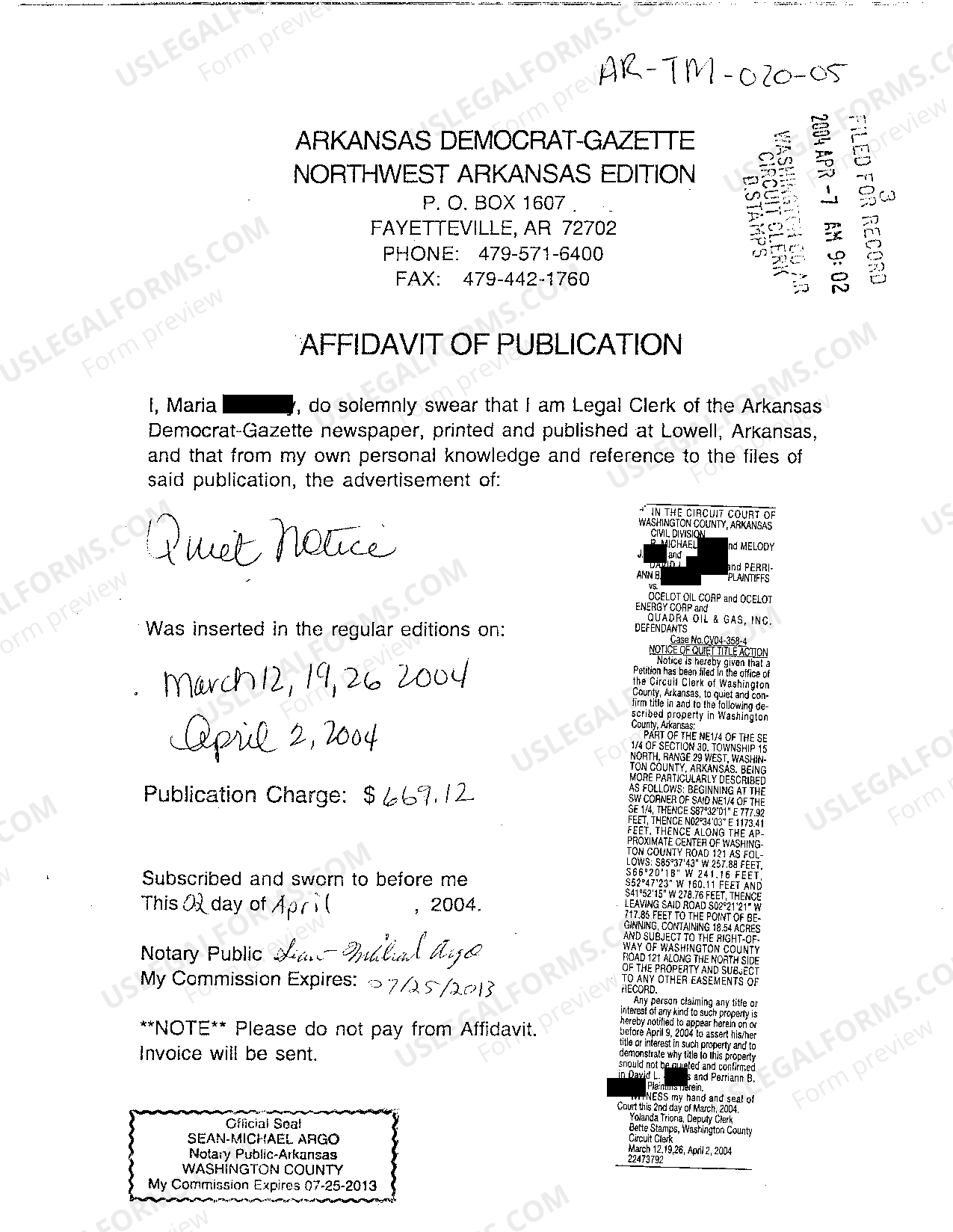 Arkansas Affidavit of Publication | US Legal Forms