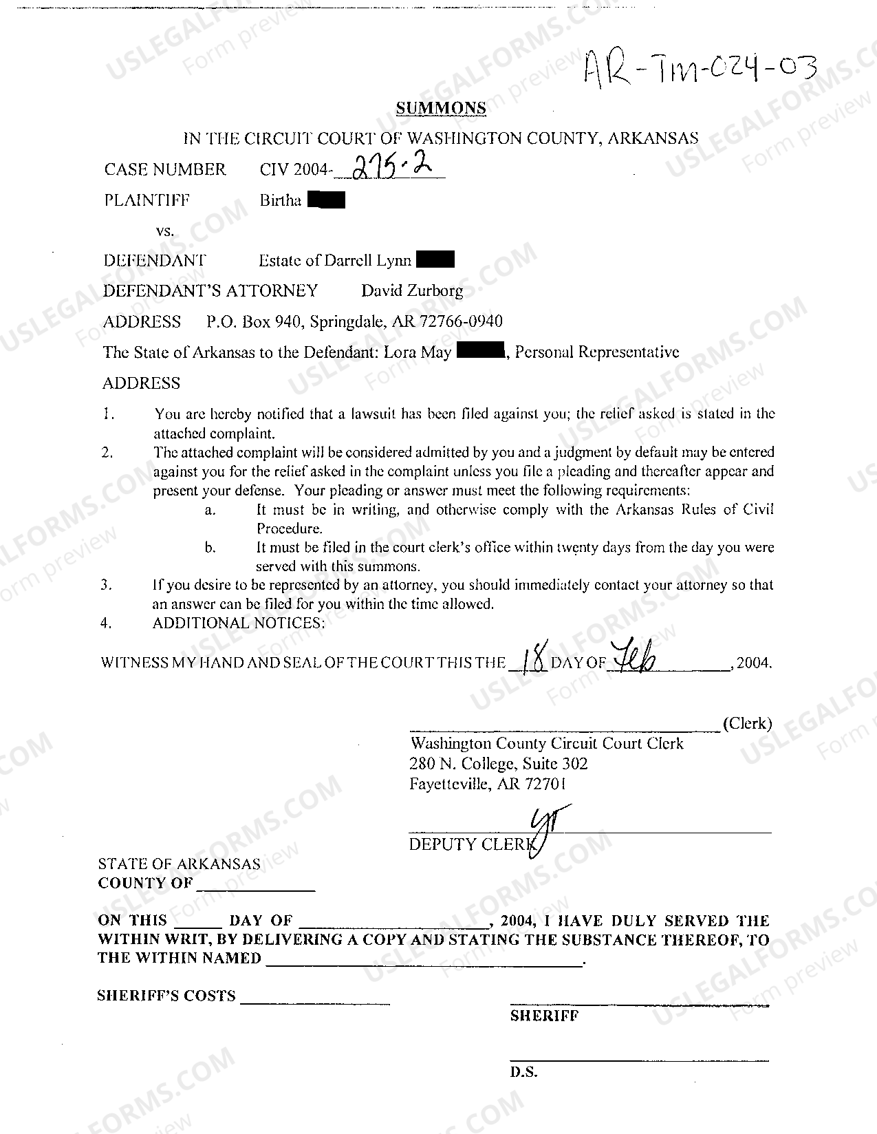 Arkansas Summons | US Legal Forms