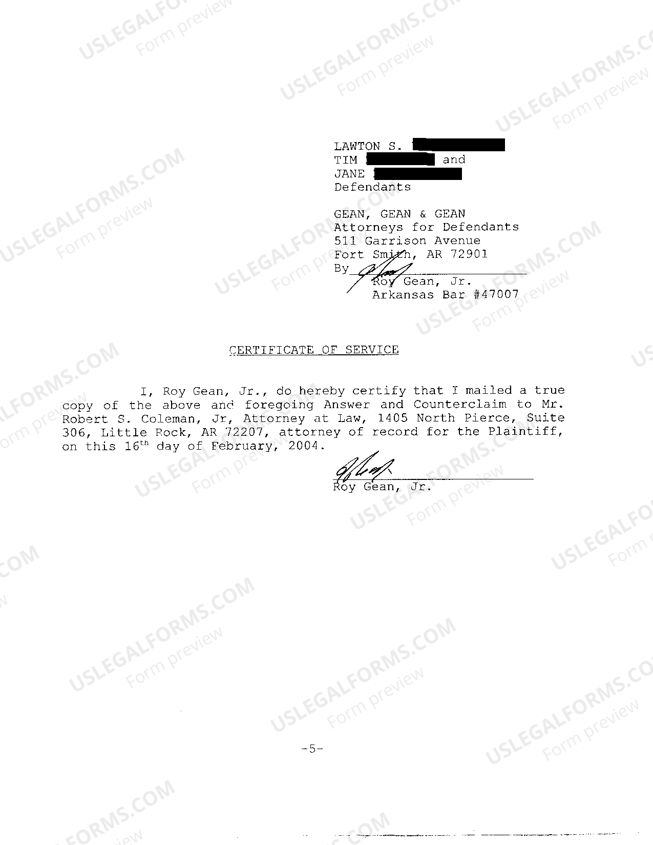 Arkansas Answer to Complaint for Replevin | US Legal Forms