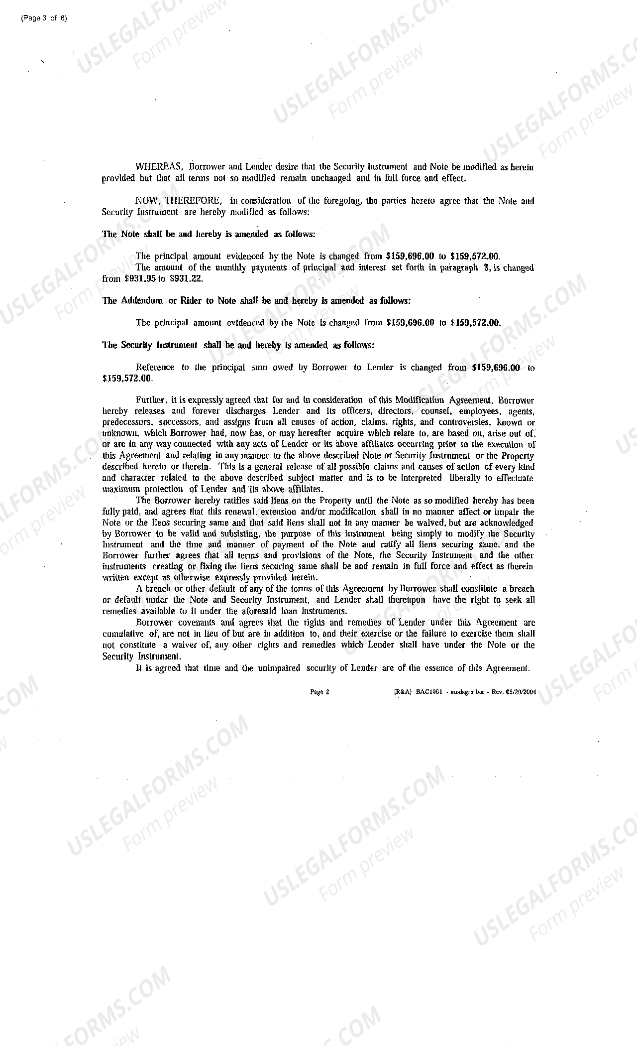 Arkansas Note and Security Instrument Modification Agreement | US Legal ...