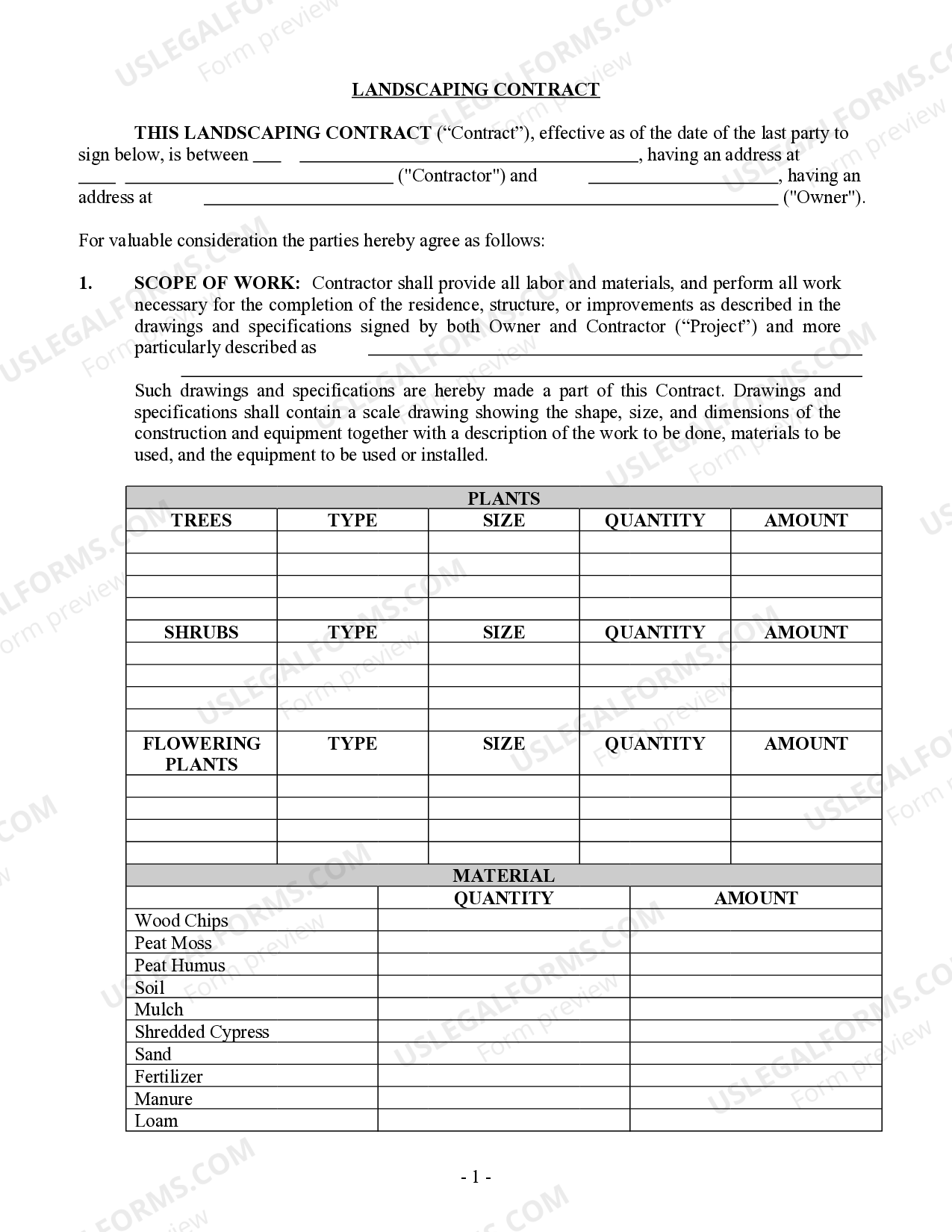 Landscape Contract Form | US Legal Forms