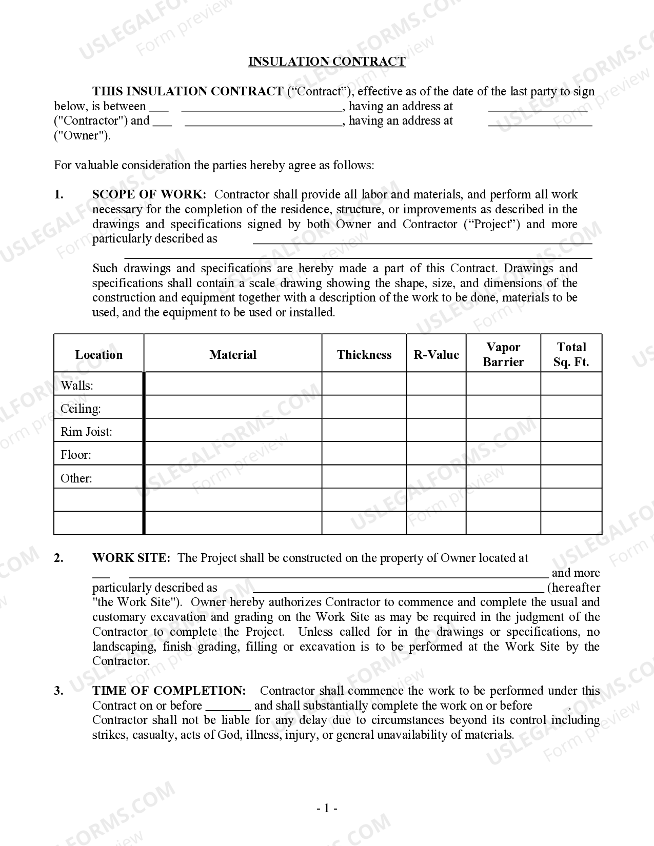 Arizona Insulation Contract for Contractor | US Legal Forms