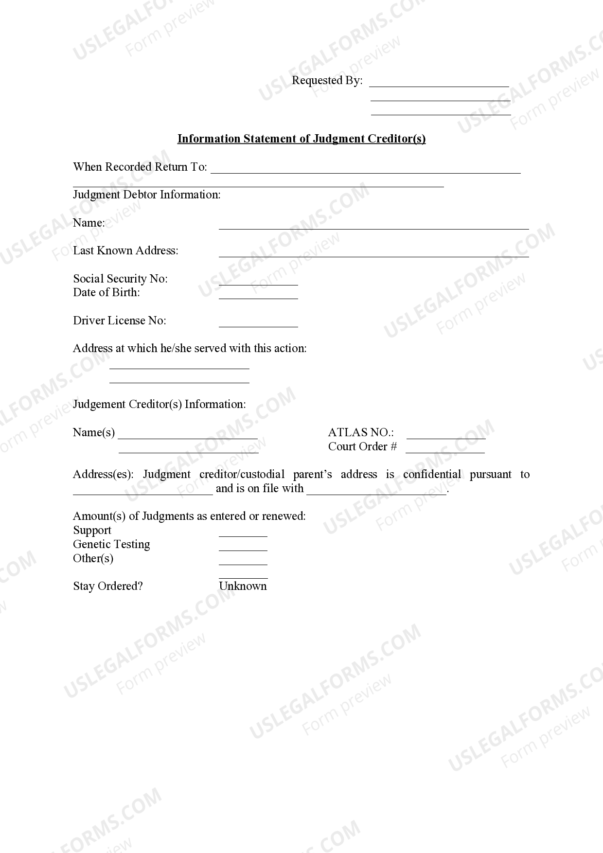 Arizona Information Statement of Judgment Creditor(s) | US Legal Forms