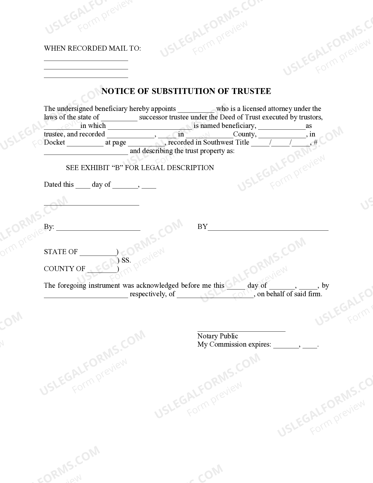 Arizona Notice of Substitution of Trustee | US Legal Forms