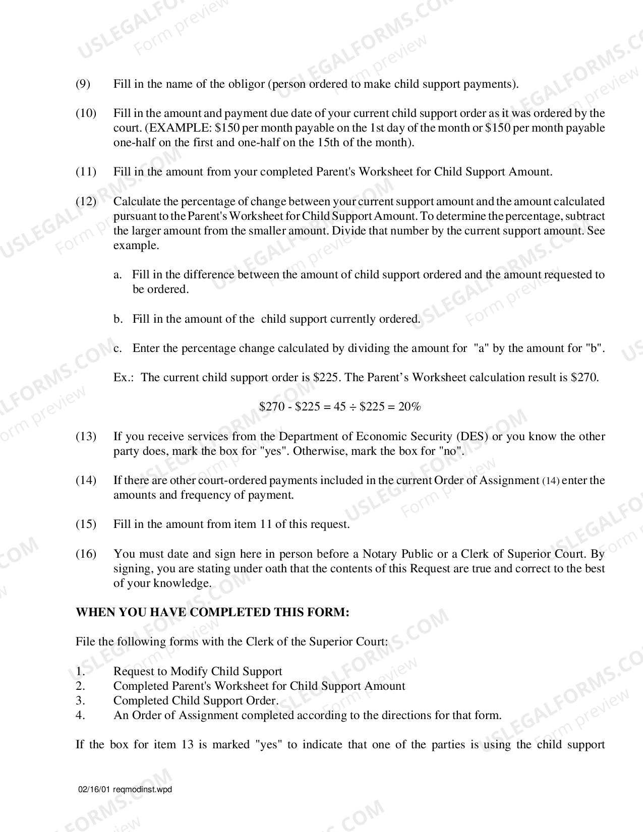 Arizona Child Support Modification Withholding Order | US Legal Forms
