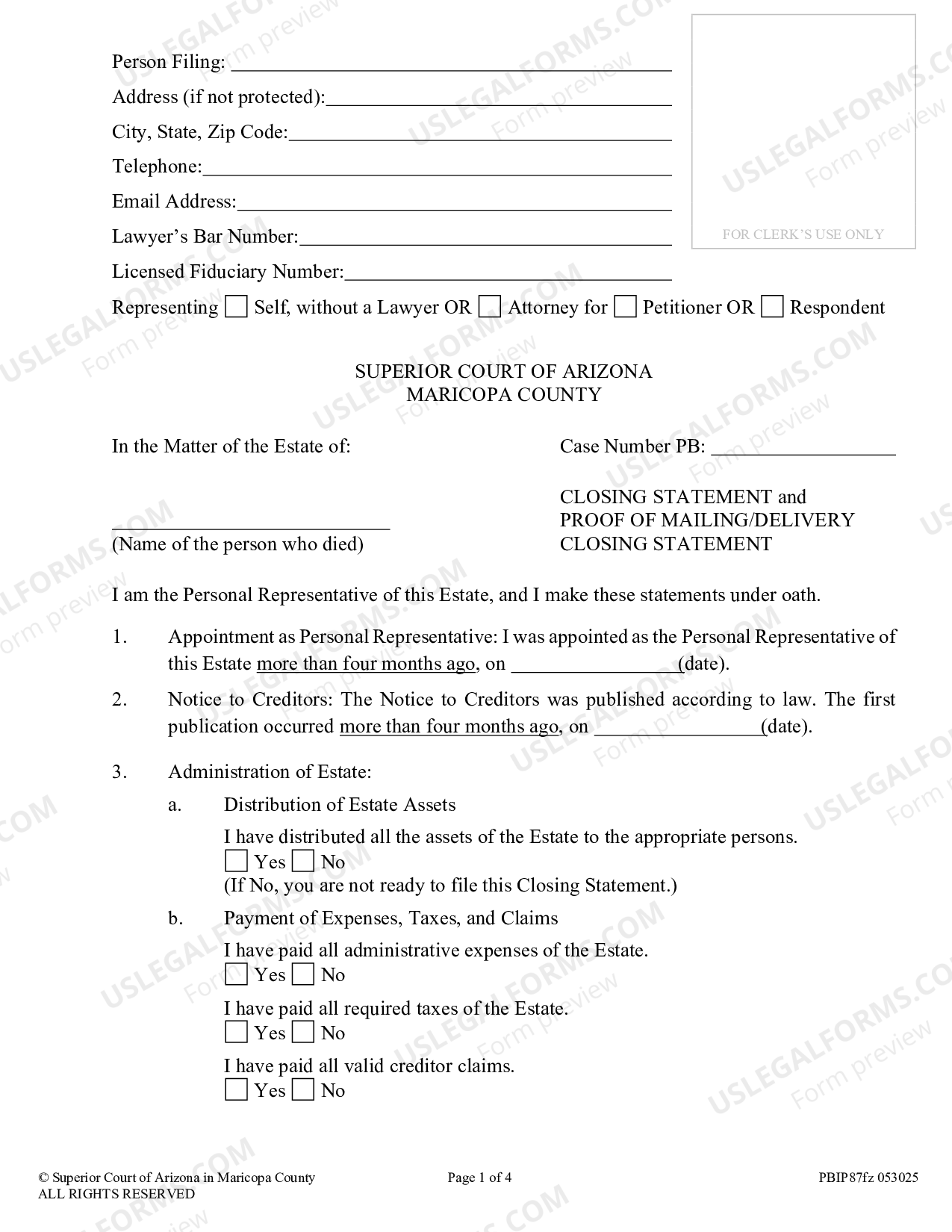 Arizona Notice of Allowance or Disallowance of Claim in Probate ...