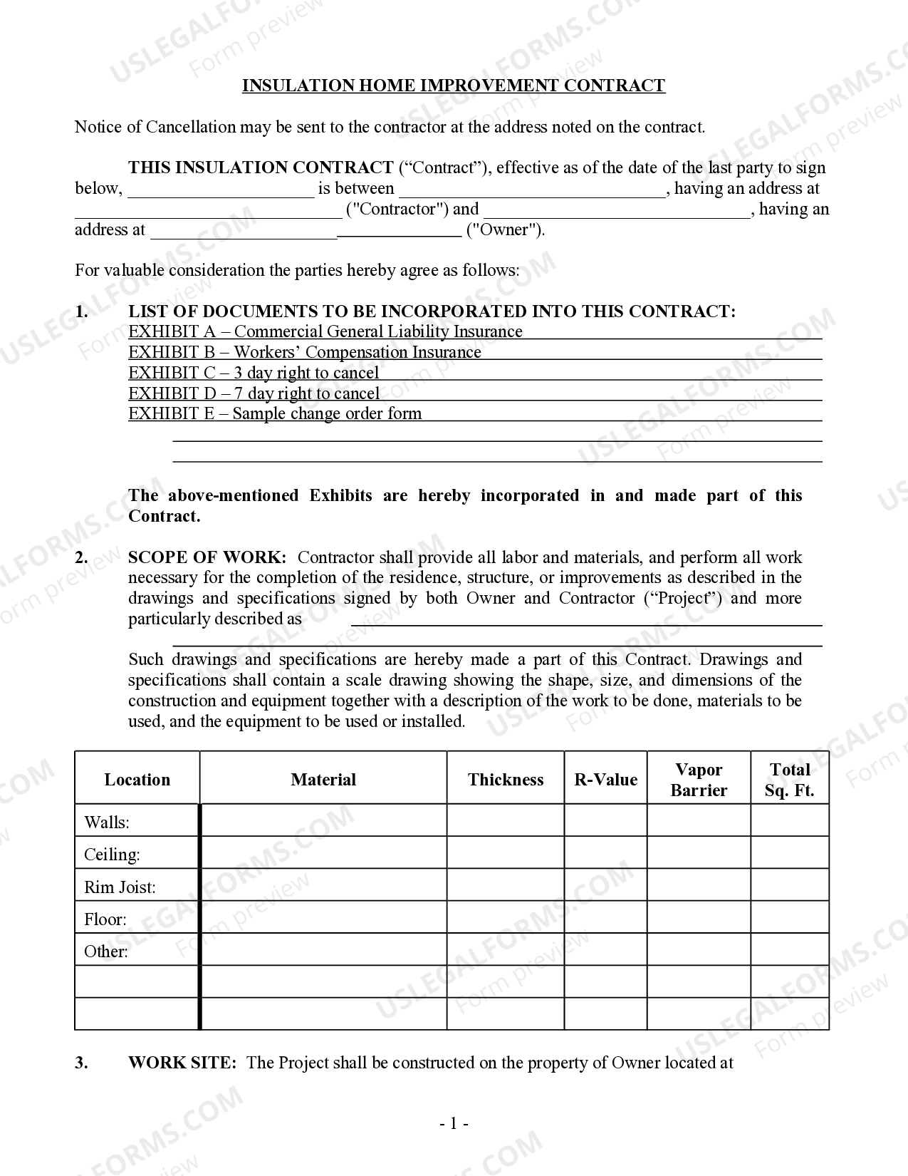 California Insulation Contract for Contractor | US Legal Forms