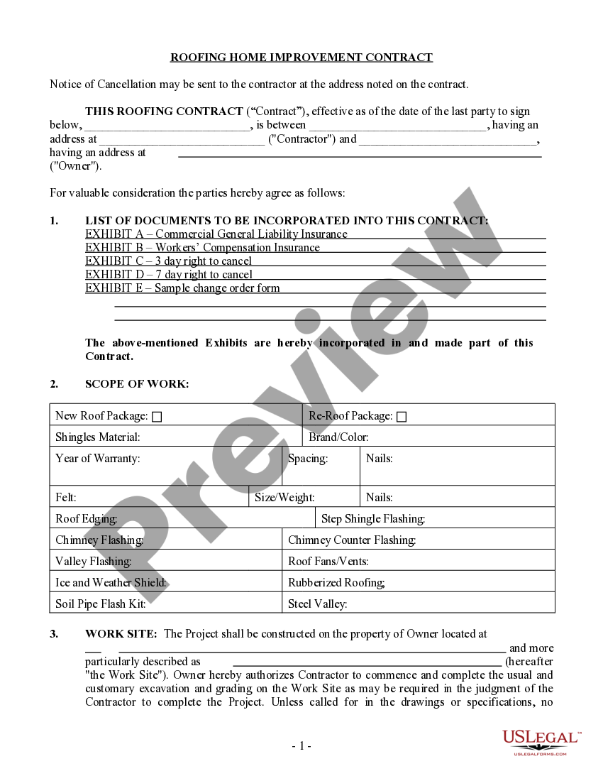 California Roofing Contract For Contractor Roofing Contractors In 
