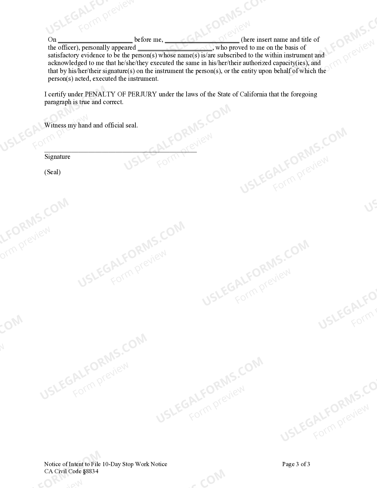 Norwalk California Notice of Intent to File 10-Day Stop Work Order ...