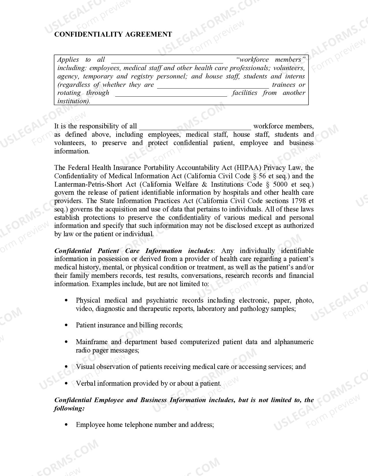 Patient Confidentiality Agreement Template