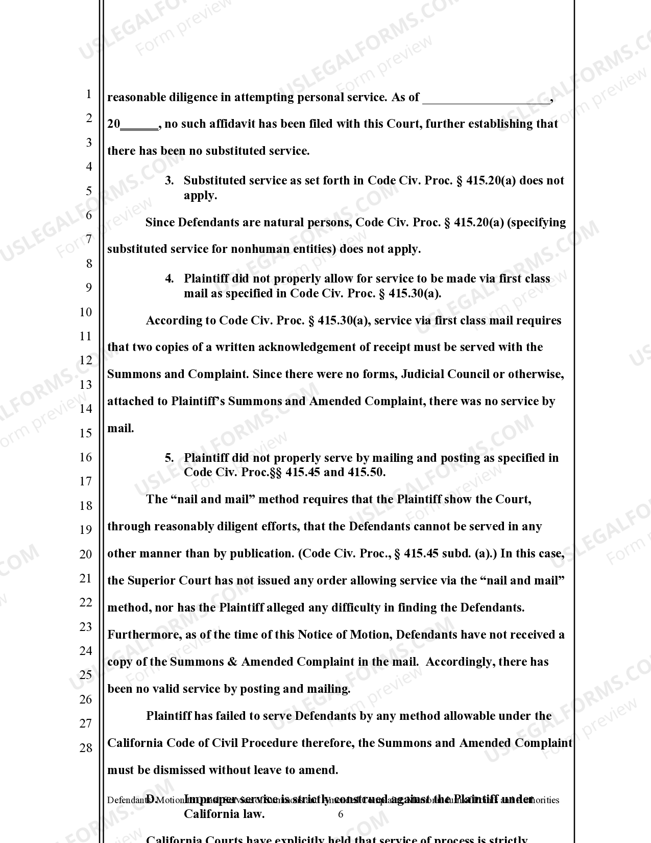California Motion to Quash and Memorandum | US Legal Forms