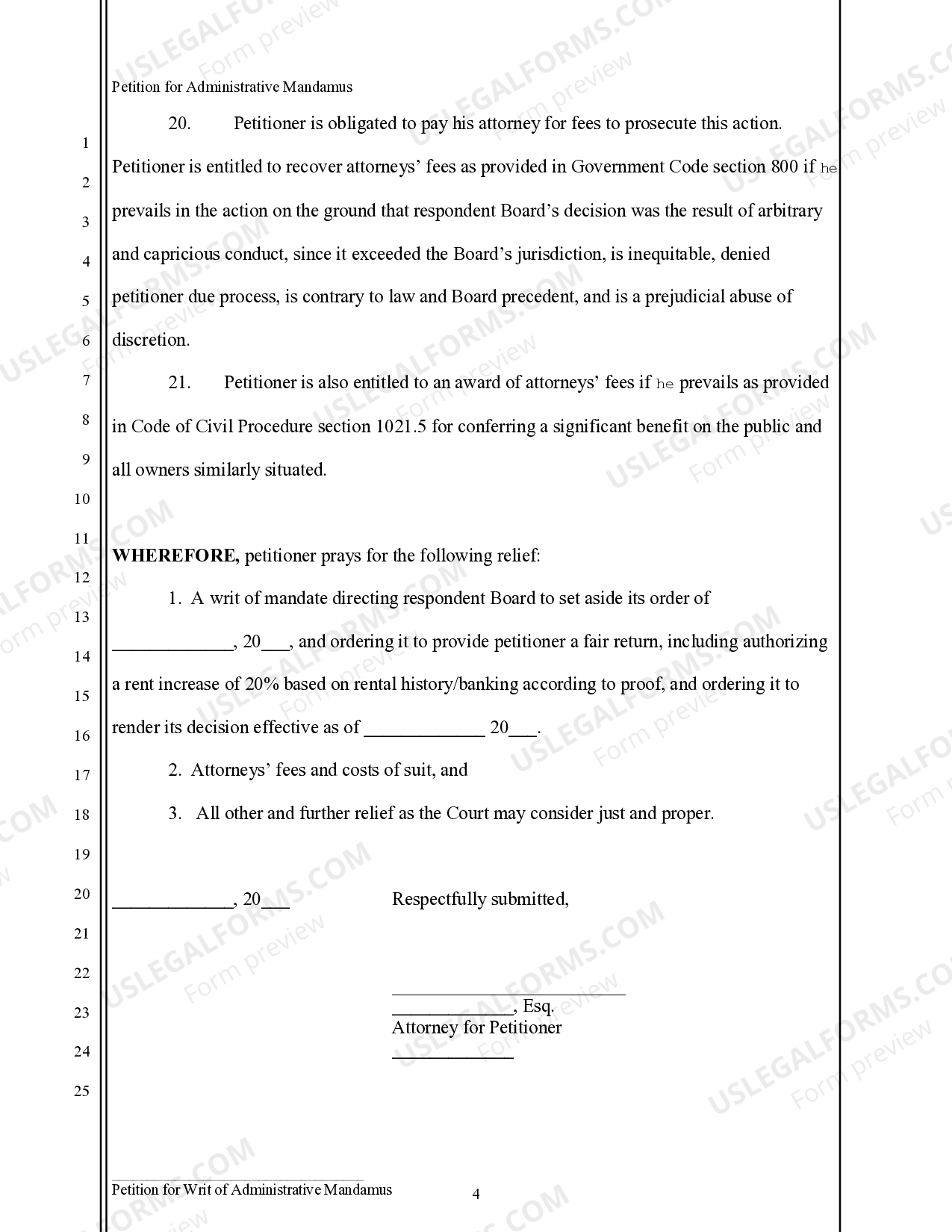 California First Amended Petition for Writ of Administrative Mandamus | US Legal Forms