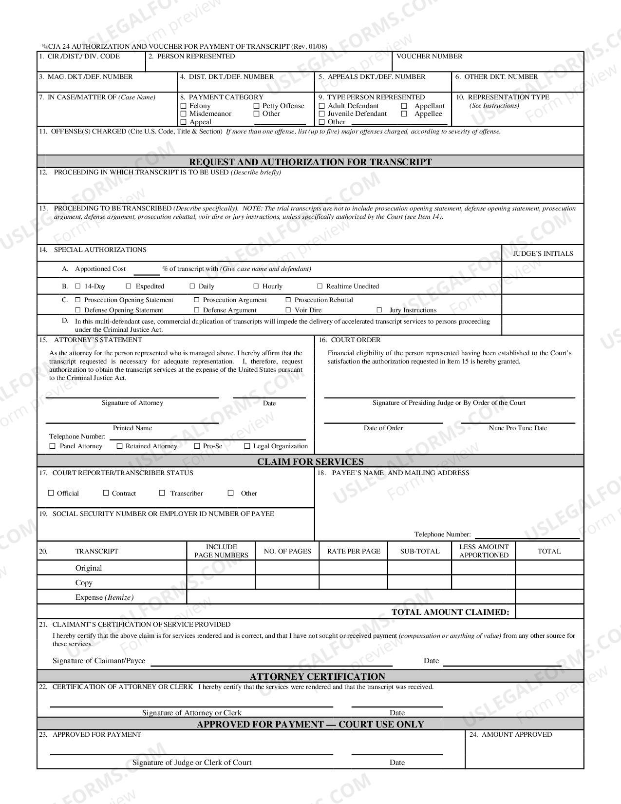 California Authorization and Voucher for Payment of Transcript | US ...
