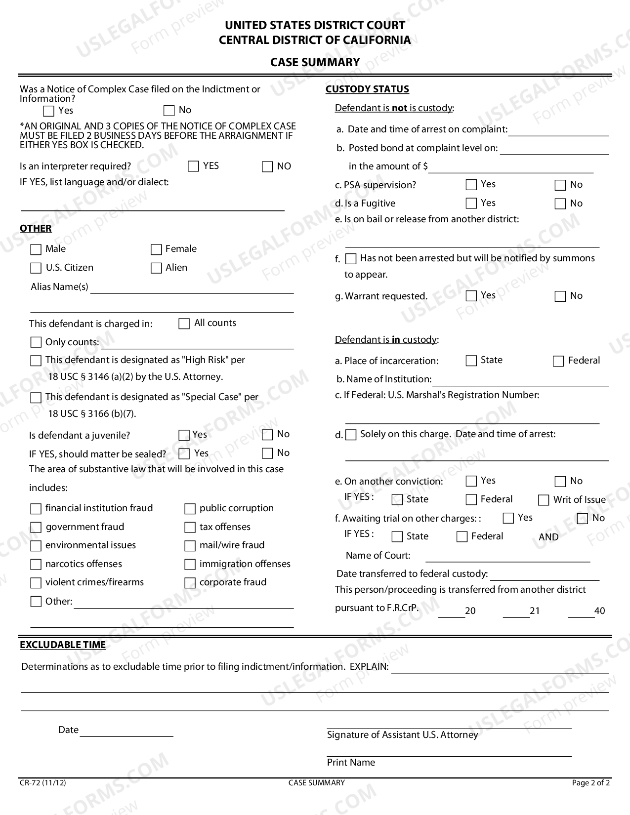 California Case Summary - Case Summary | US Legal Forms