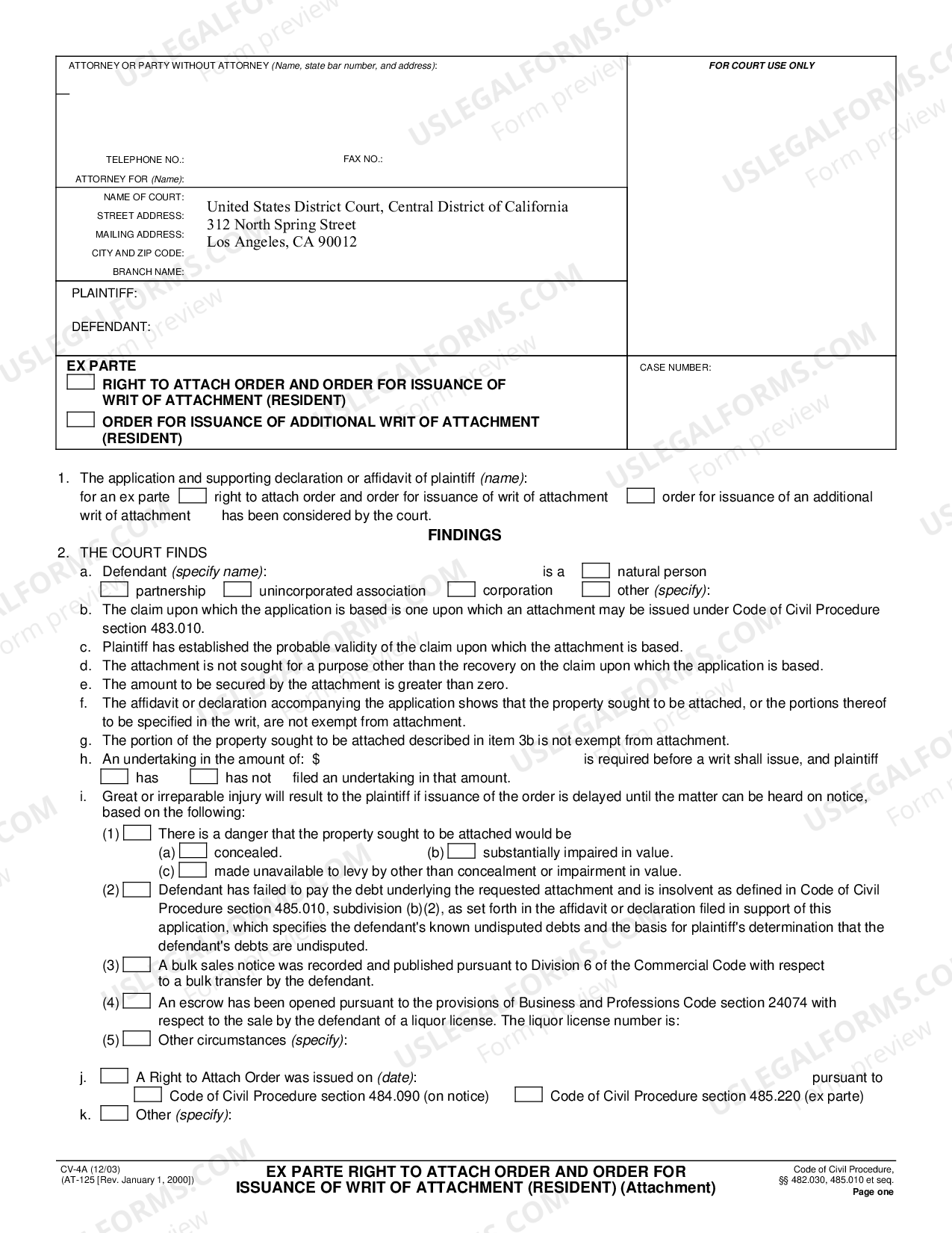 California Writ of Attachment Package | US Legal Forms